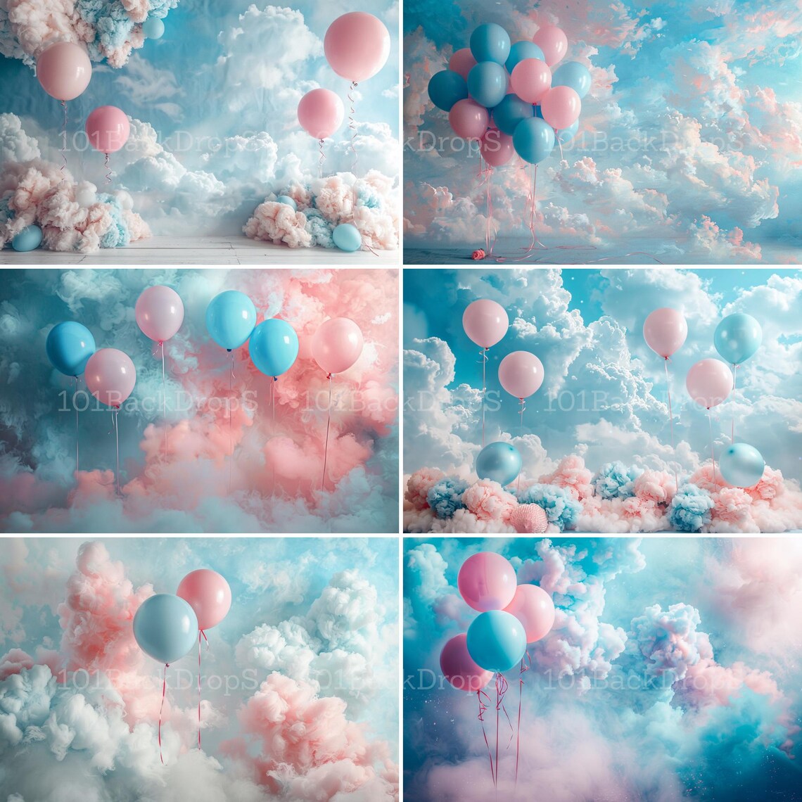 46 Fine Art Painterly Clouds Digital Backdrops, Backdrop Overlays ...