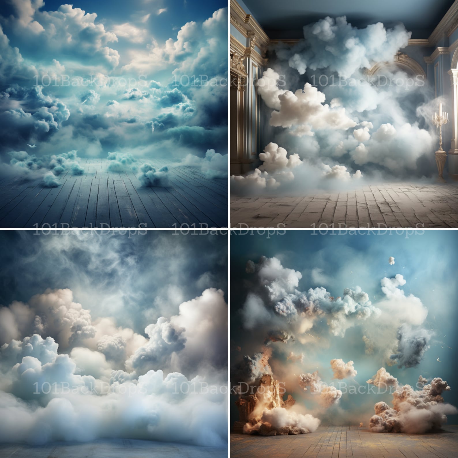 17 Fine Art Painterly Clouds Digital Backdrops, Backdrop Overlays ...