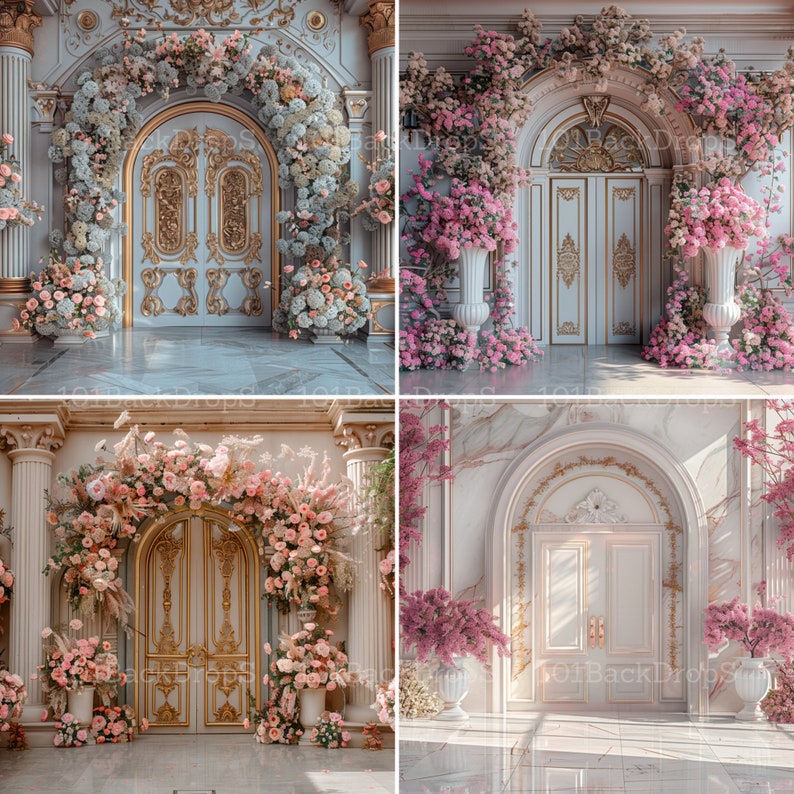Pink Floral Storefront Background, Floral Wall Scene, for Maternity ...