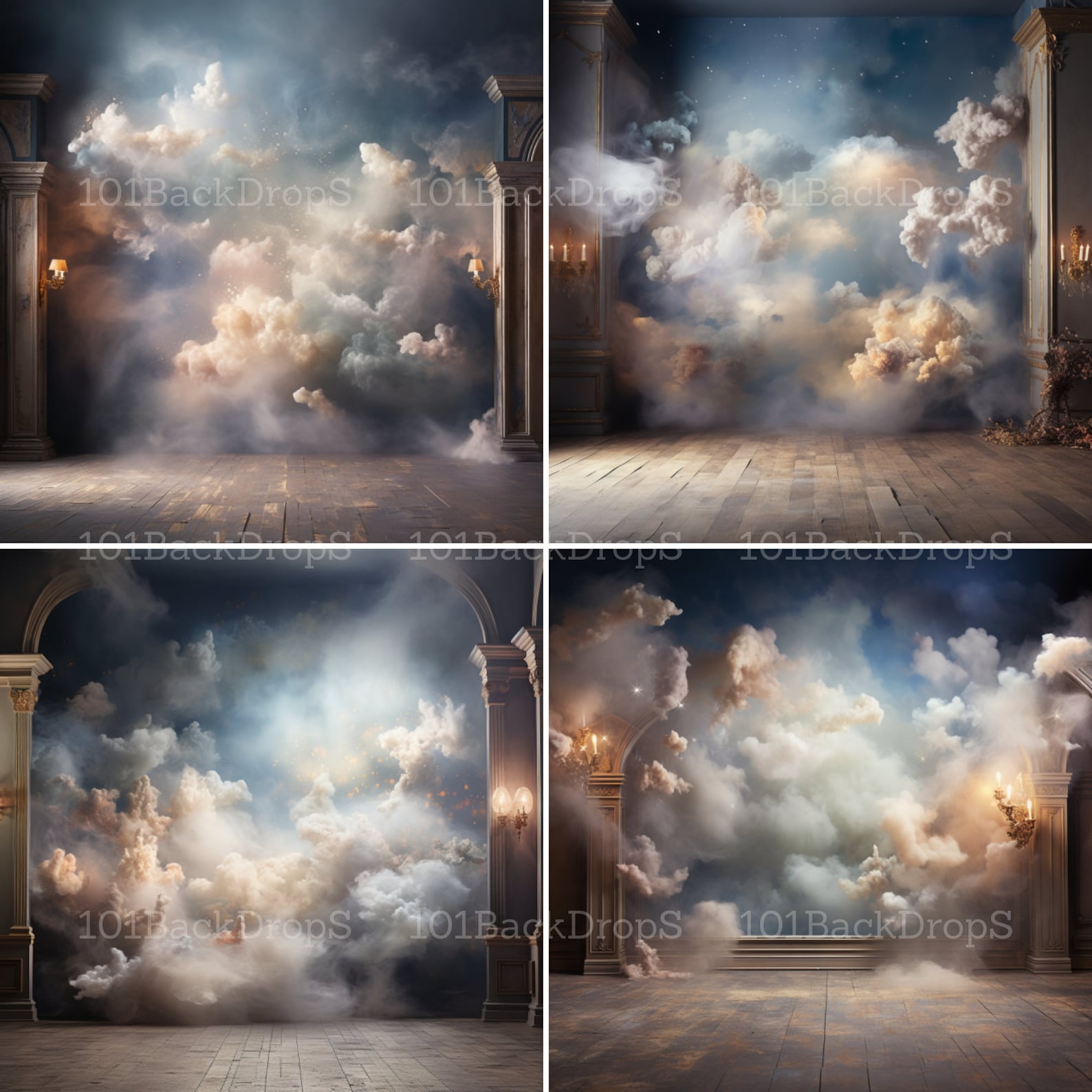 17 Fine Art Painterly Clouds Digital Backdrops, Backdrop Overlays ...