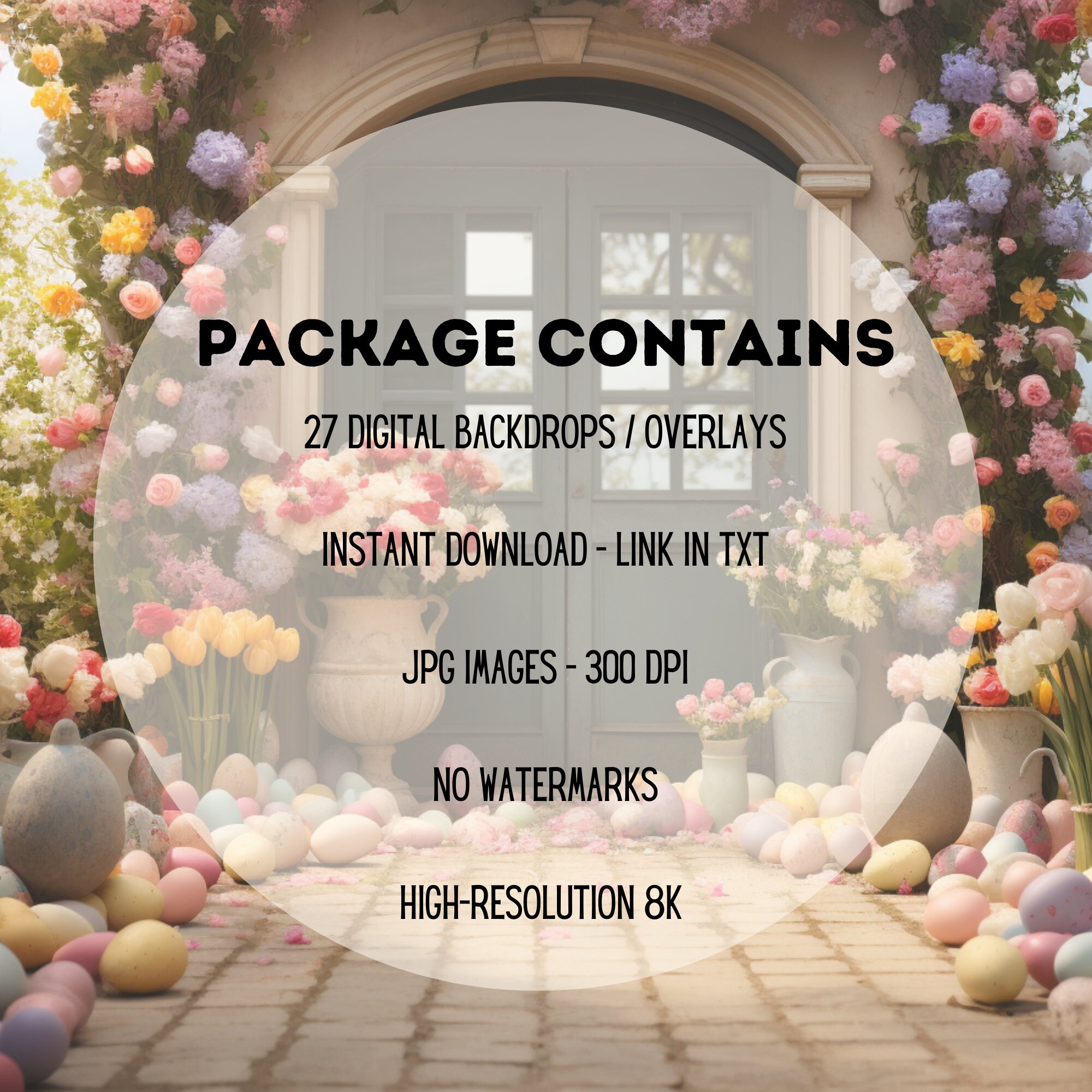 Easter Flower Arch Digital Backdrops, Easter Photo Props, Spring Photo ...