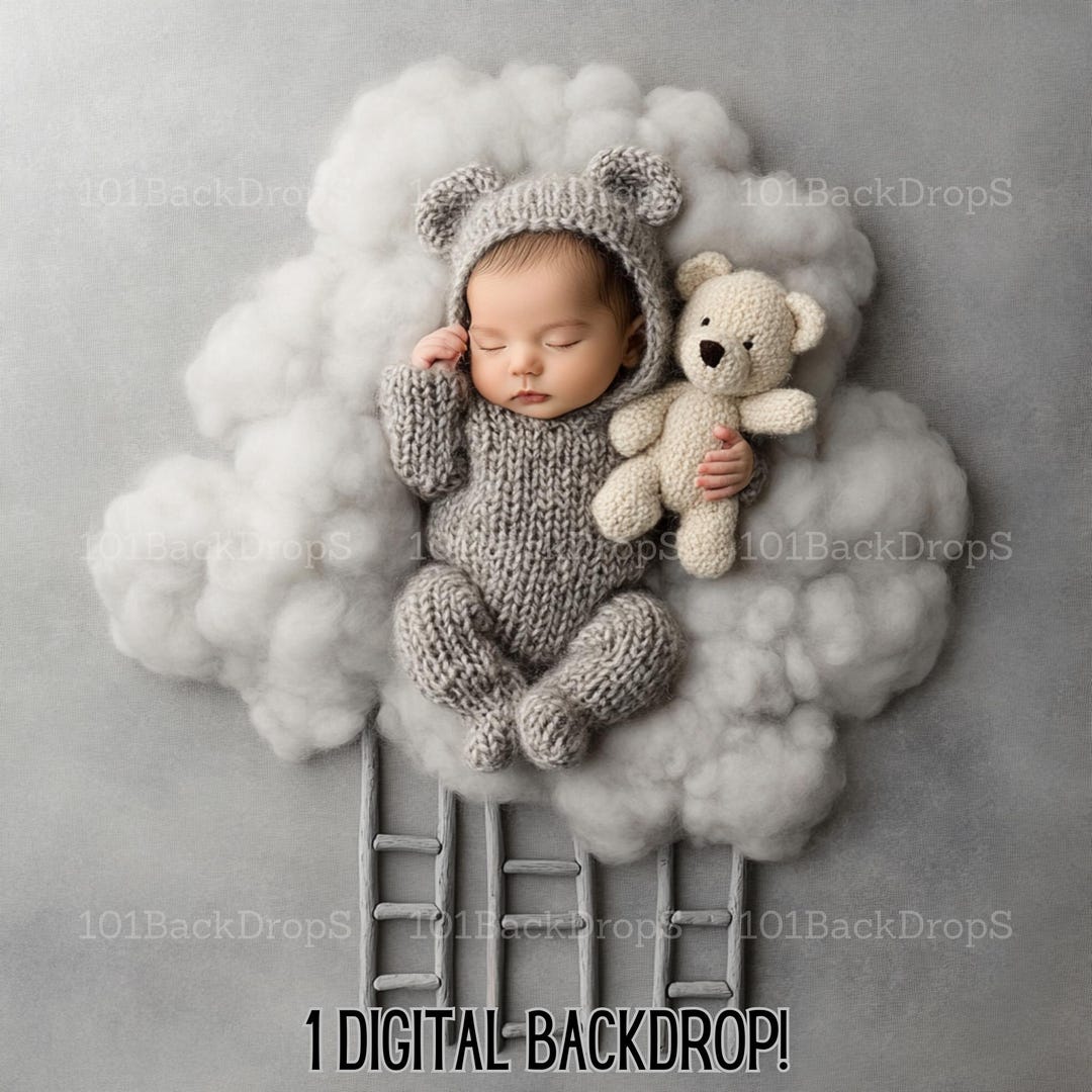 Dreamy Cloud Cradle - Enchanting Digital Backdrop for Newborns - Ideal ...