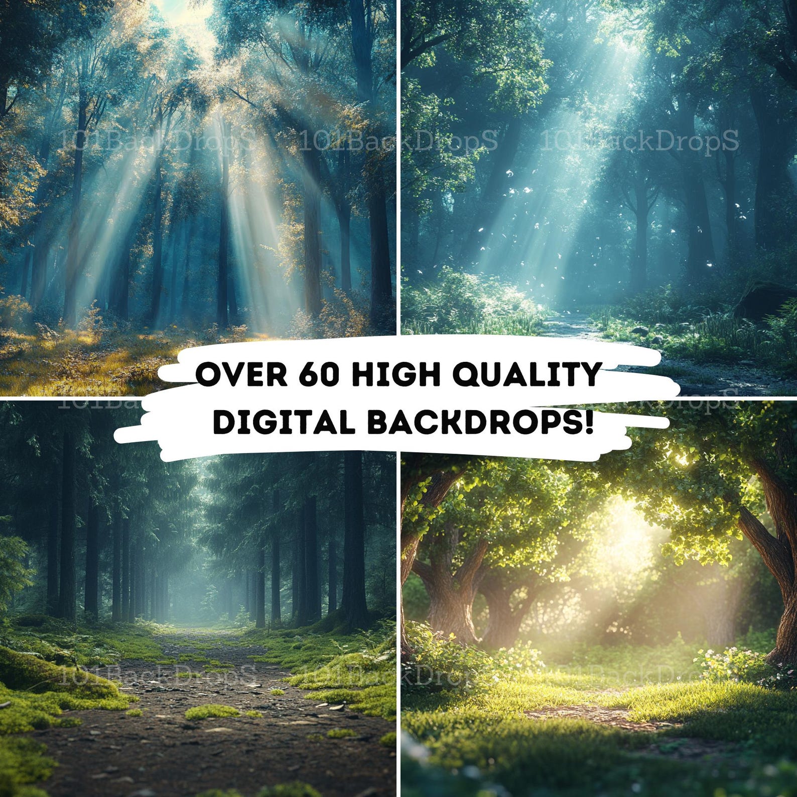 Mystical Deep Forest Digital Background Pack - 60+ Enchanted Photoshop ...