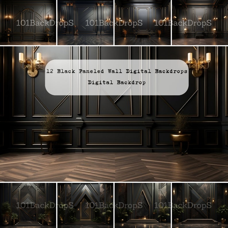 Black Panelled Wall Digital Backdrops, Maternity Digital Background ...
