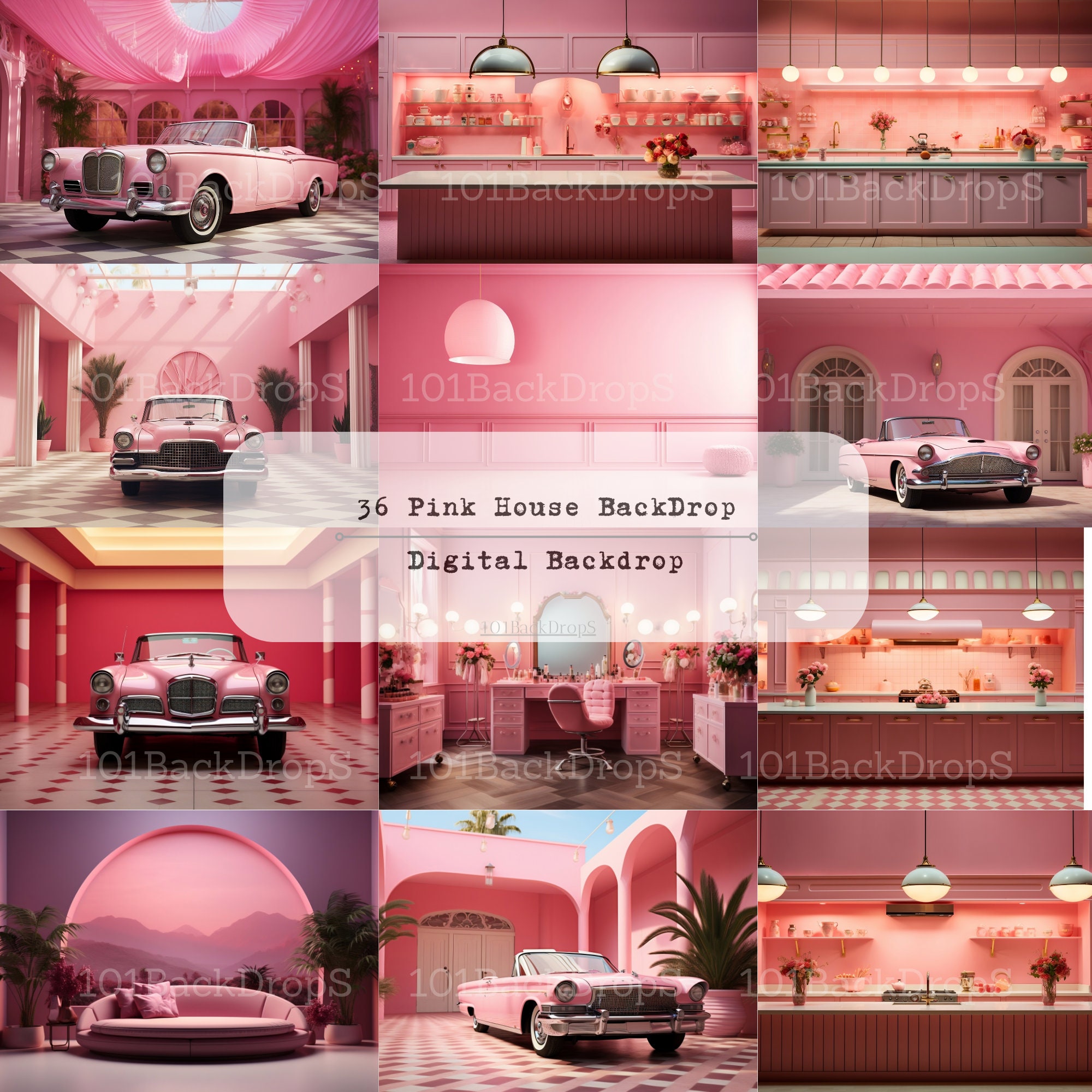 Mega Bundle of Doll Backdrops, Pink Digital Backdrops for Doll ...