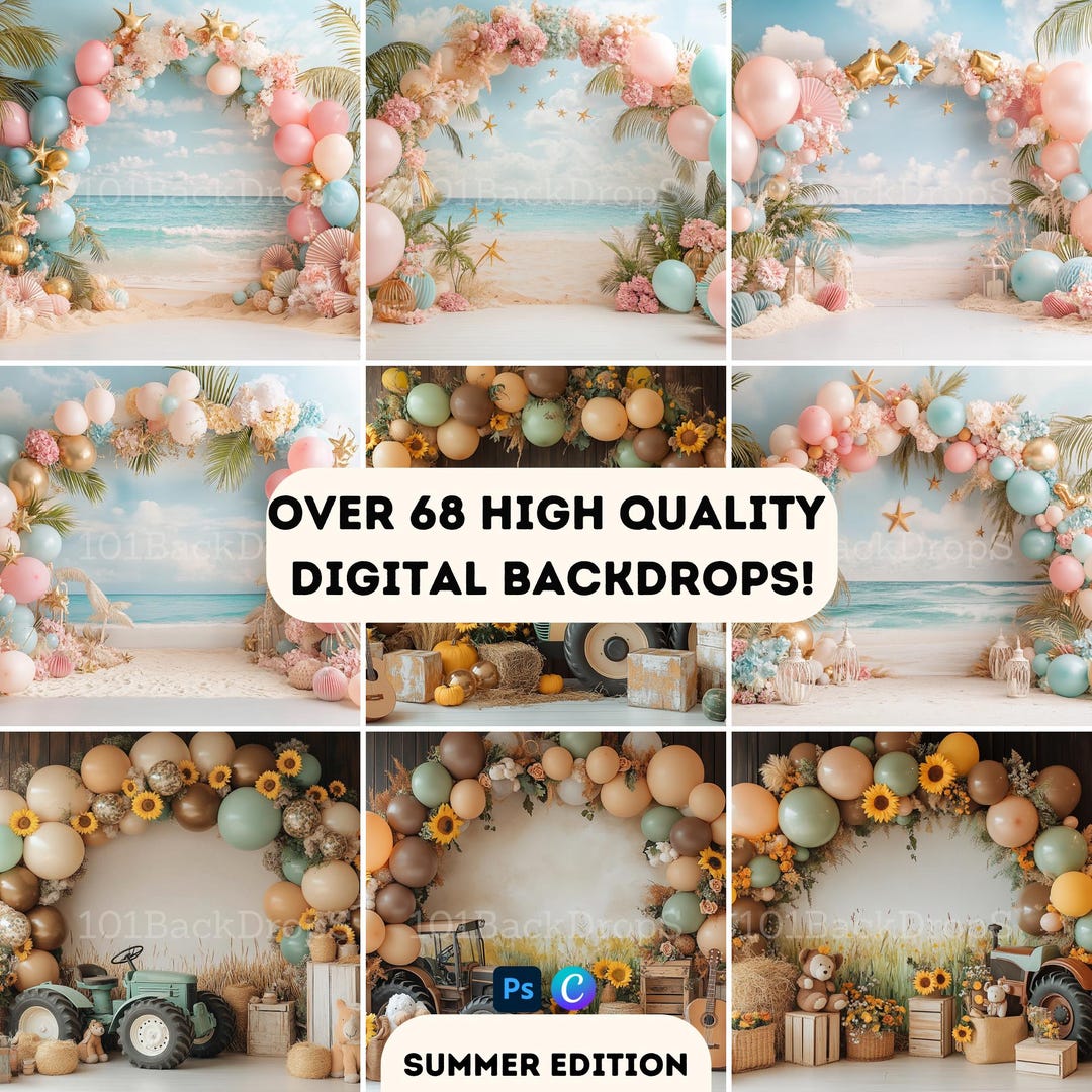 68+ Summer-themed Digital Backdrops for Baby & Kids - High-resolution ...