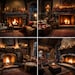 Bundle of 24 Cozy Fireside Retreat Backdrops Magical Living Room Scene ...