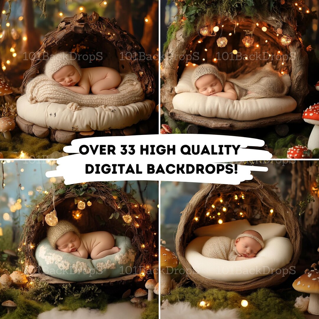 Magical Jungle-themed Newborn Backdrop Bundle | Over 30 Beautiful Baby ...
