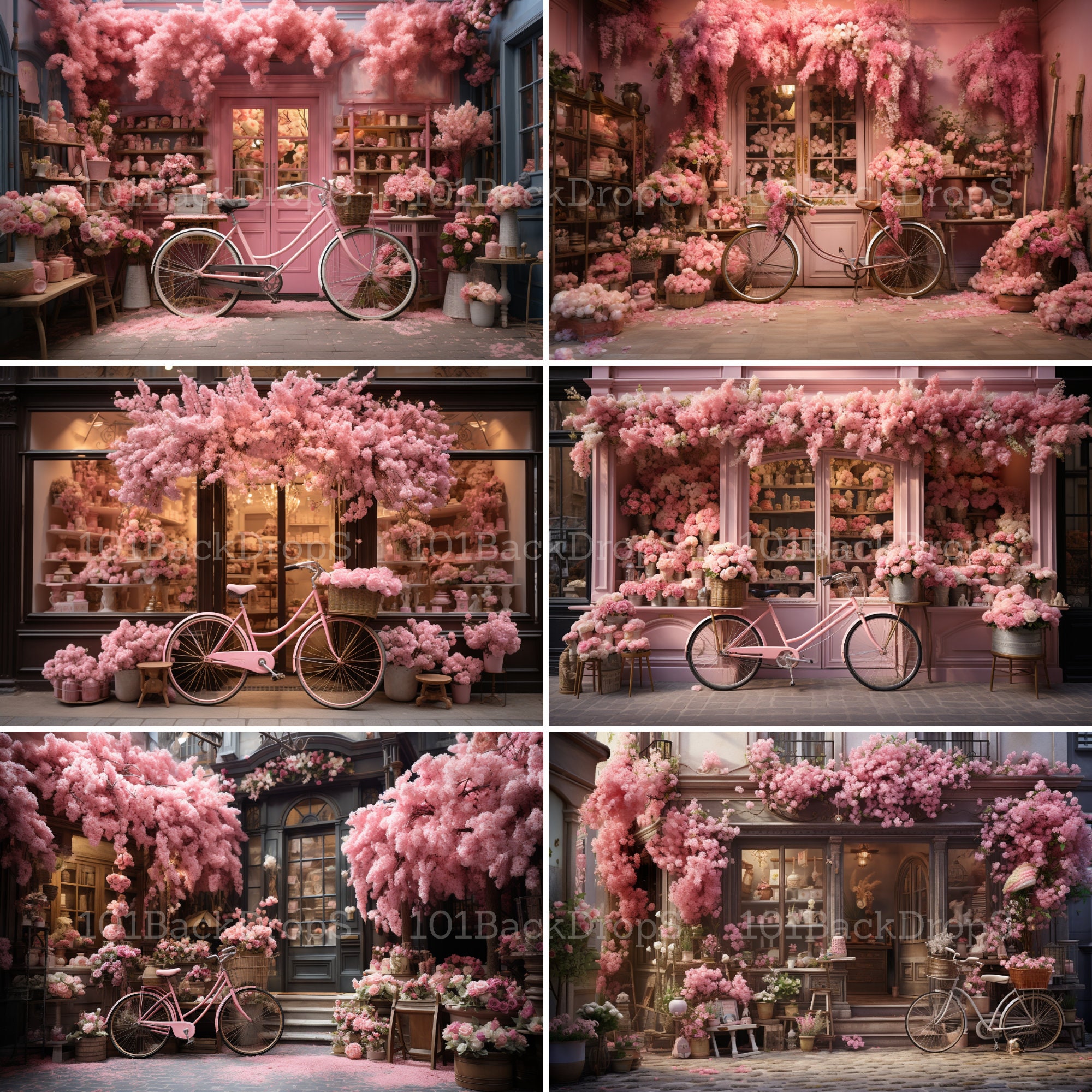 Spring Flower Shop Digital Backdrops, Family Portrait Kids Composite ...