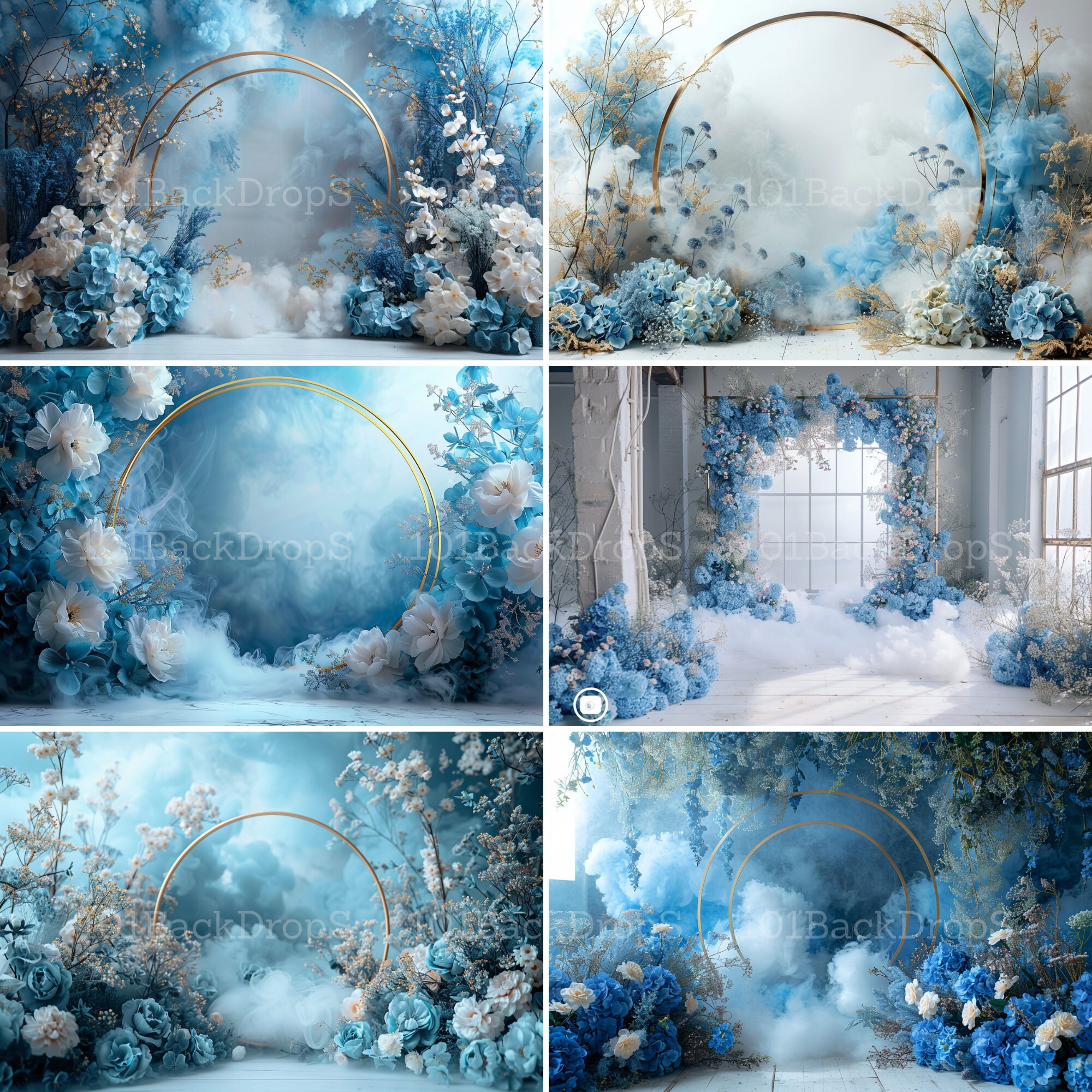 50+ Maternity Digital Backdrop Floral Maternity Backdrop Blue Digital ...