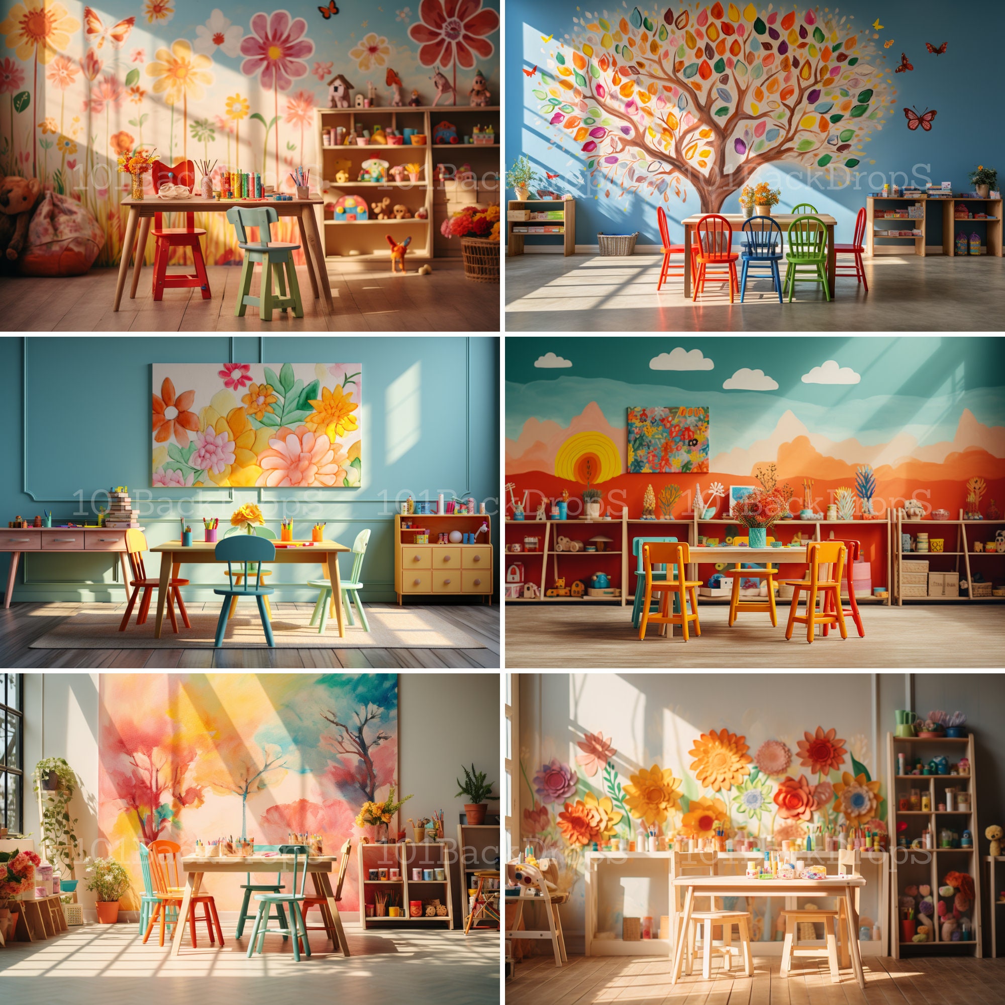 Back to School Digital Backdrops, Elementary Backgrounds for Children ...