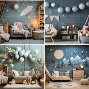 Bundle of 24 Cozy Baby Nursery Decor Backdrops - Heartwarming Backdrop ...