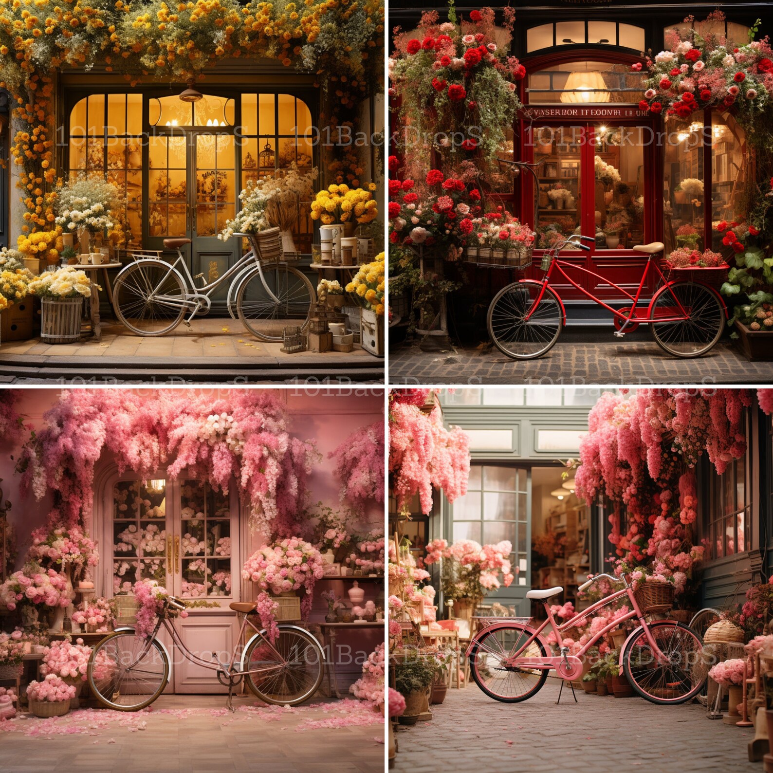 Spring Flower Shop Digital Backdrops, Family Portrait Kids Composite ...