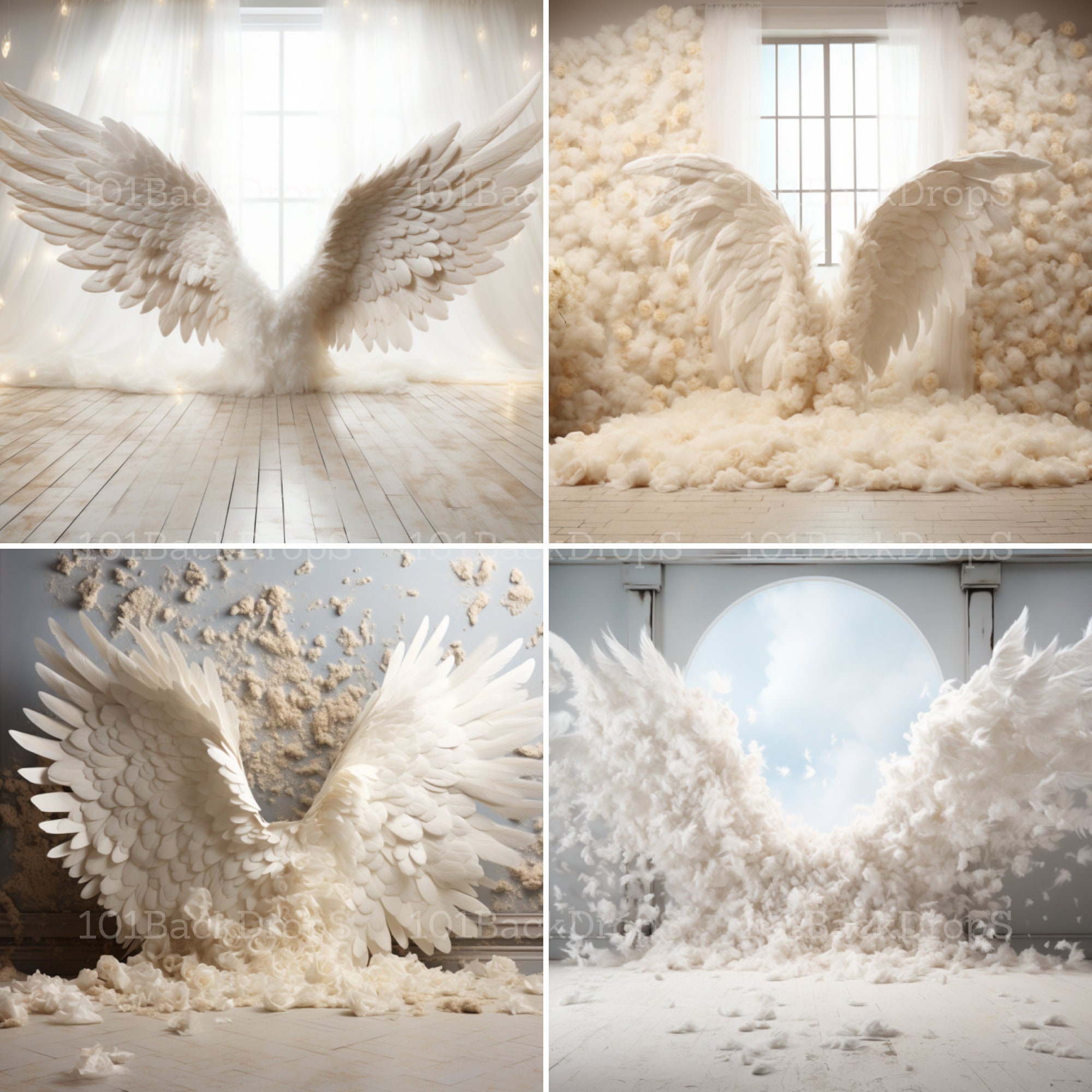 24 X Digital Backdrops, Angel Wings Digital Backgrounds, Maternity ...