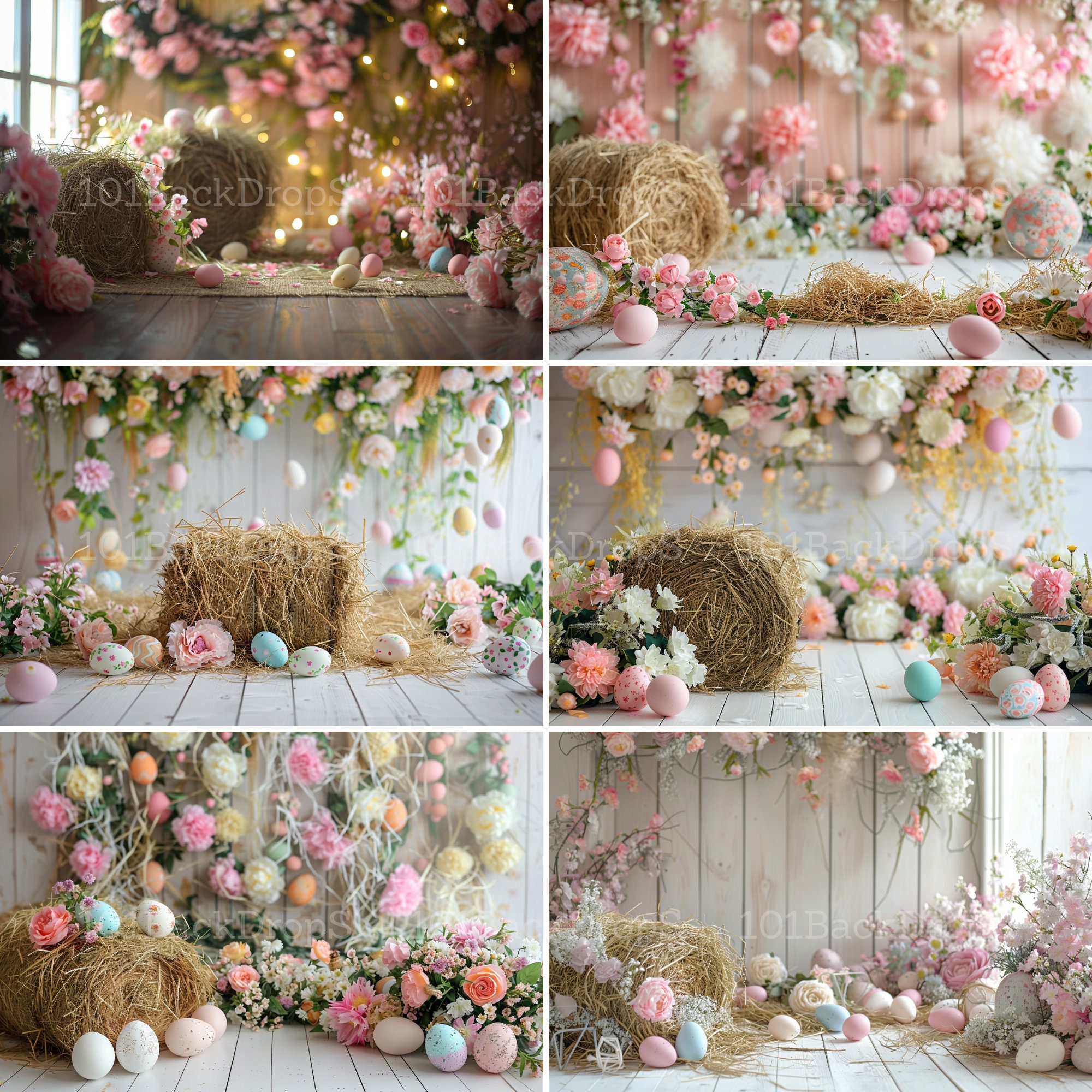 22 Easter Hay Stack Digital Backdrops, Easter Photo Props, Spring ...