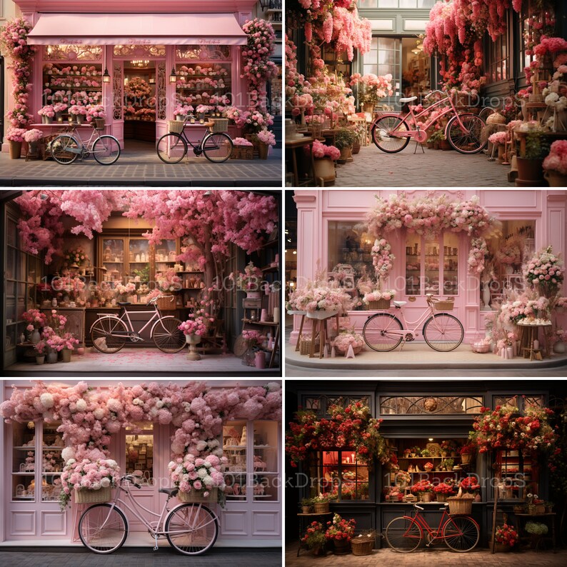 Spring Flower Shop Digital Backdrops, Family Portrait Kids Composite ...