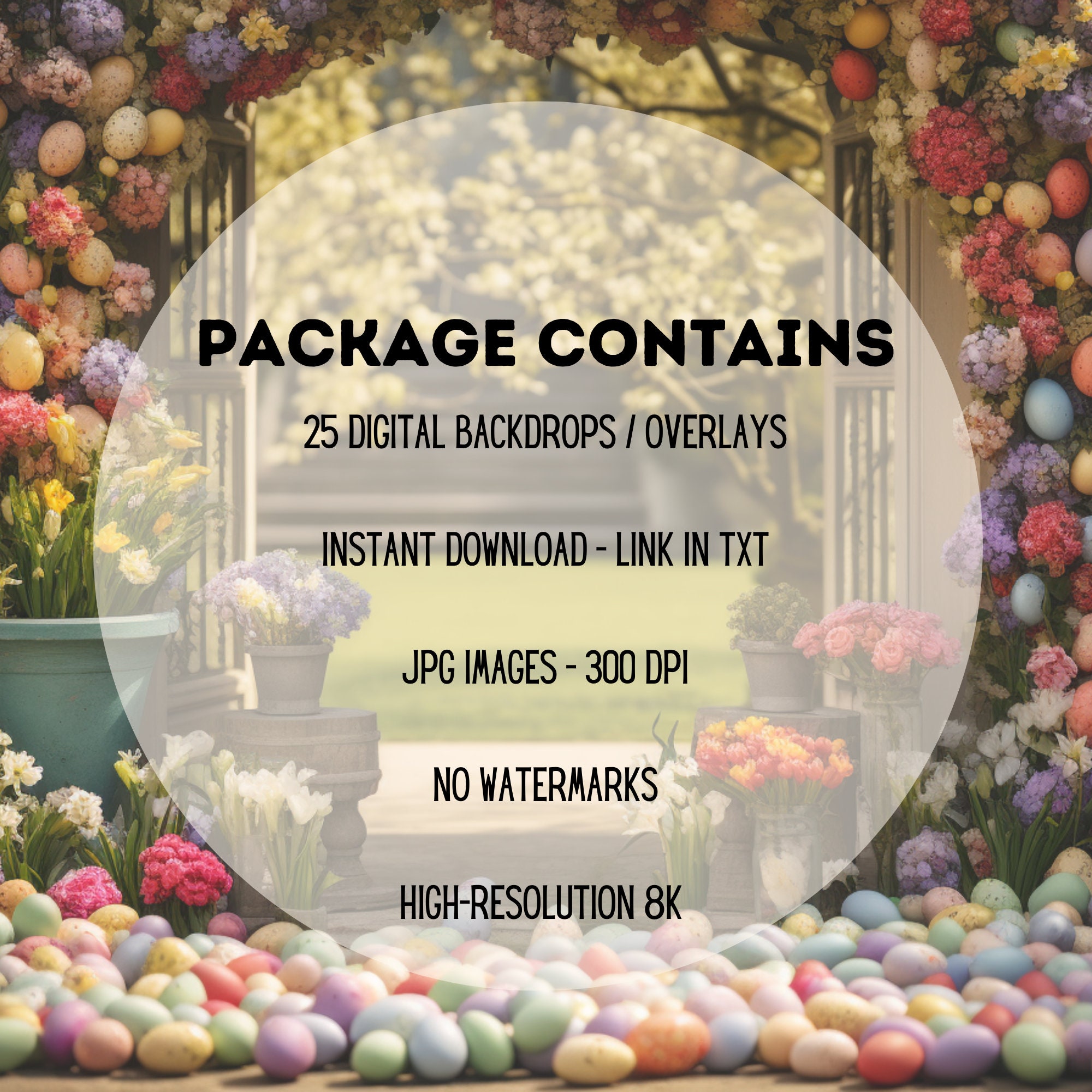 Bundle of 25 A Premium Outdoor Easter Arch CG Digital Backdrop, Easter ...