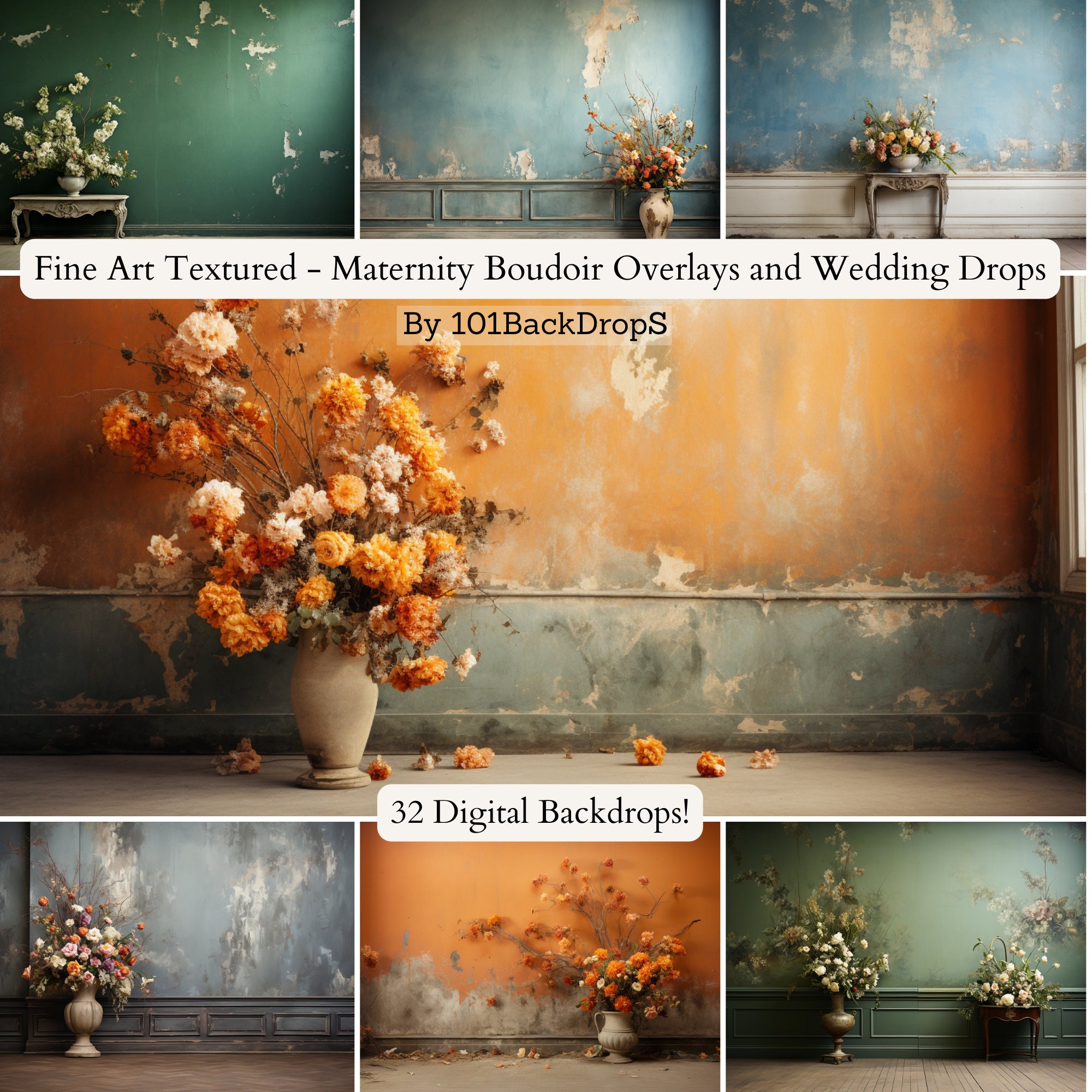 32 Fine Art Textured Digital Backdrops, Maternity Boudoir Backdrop ...