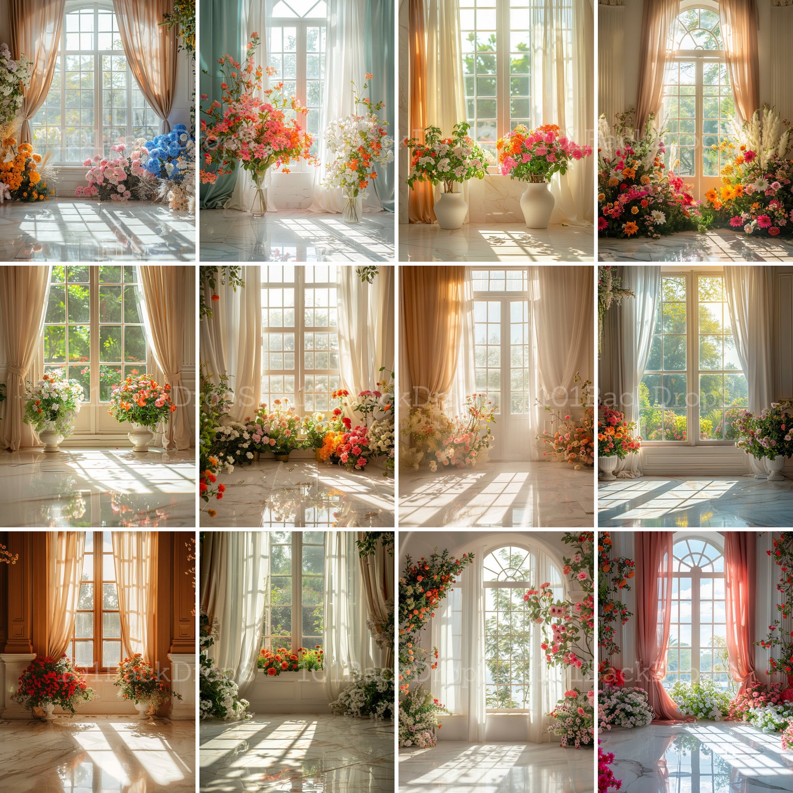 Bundle of 50+ Backlit Florals Digital Backdrops, Maternity Backdrops ...