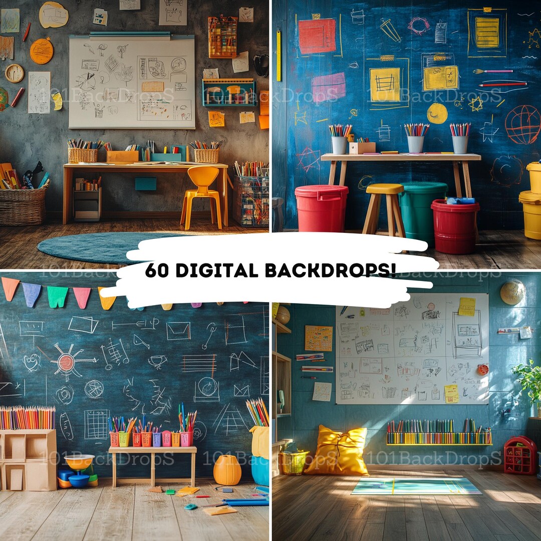 Back to School Backdrop Bundle - 60 High Resolution 8K Backgrounds ...