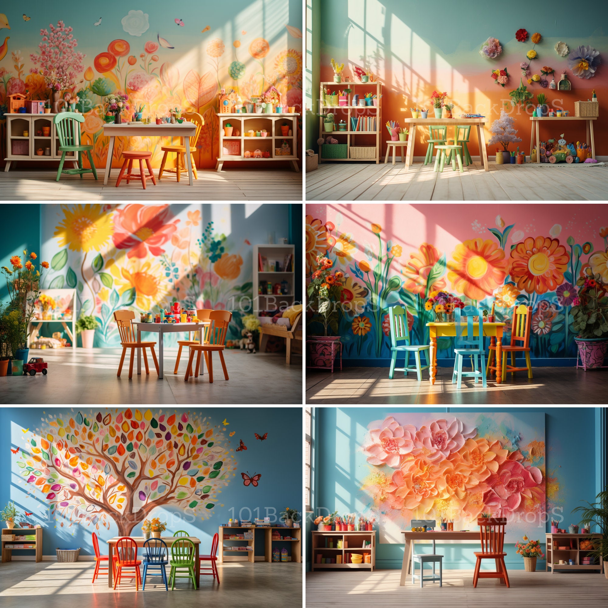 Back to School Digital Backdrops, Elementary Backgrounds for Children ...