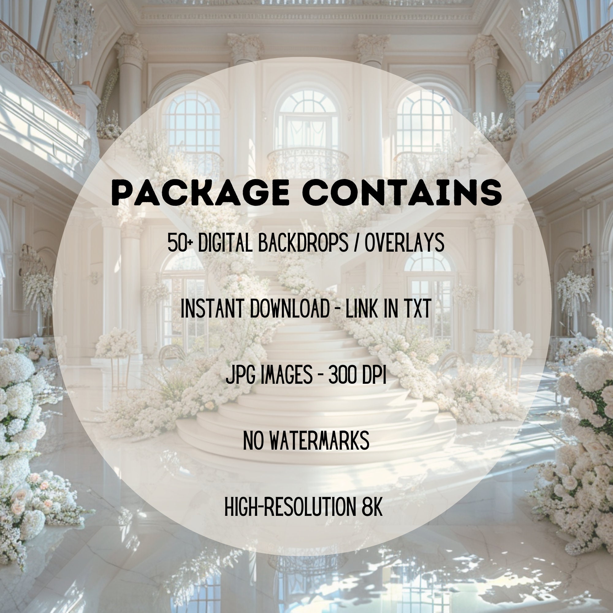 White Marble Room Digital Backdrops, Maternity Wedding Portrait Digital ...