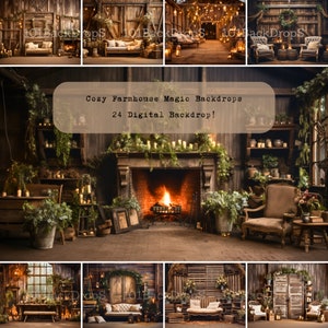 Bundle of 24 Captivating Farmhouse Backdrops - Rustic Magic for Family ...
