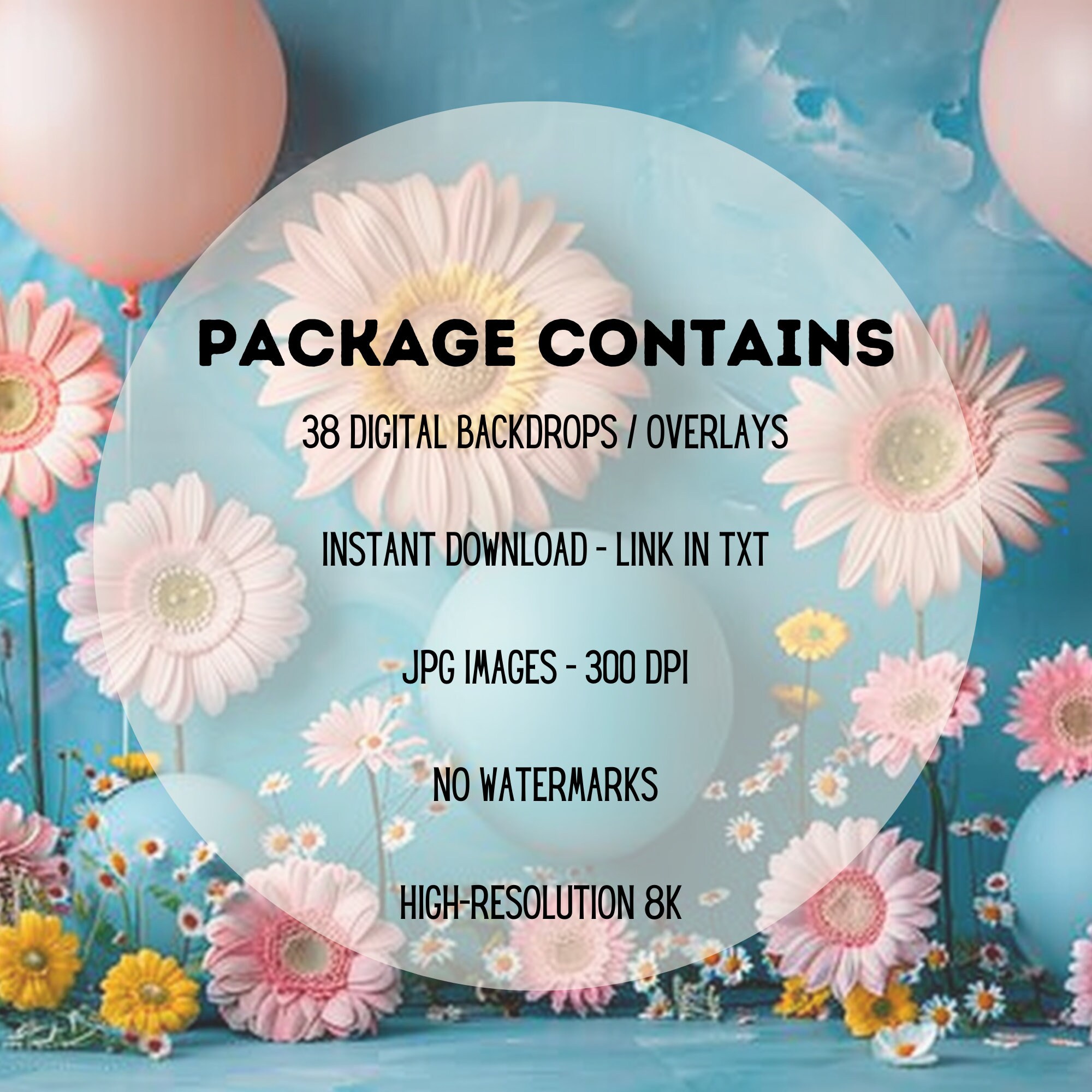 Daisy Flower Pastel Digital Backdrops, Kids Photography Studio ...