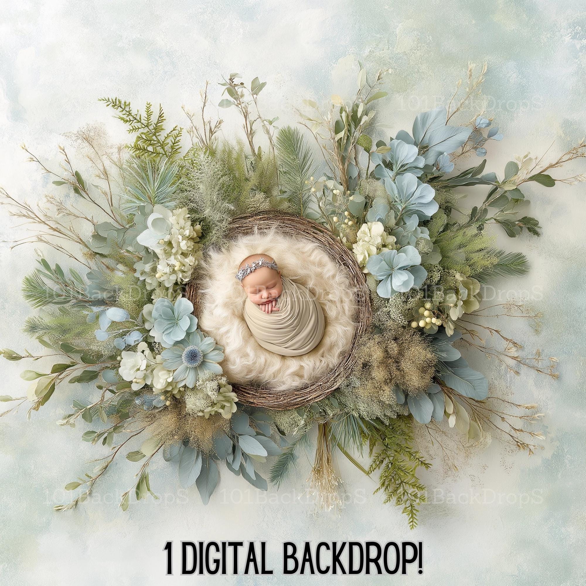Ethereal Boho Newborn Backdrop Set With Moon & Beige Dreamscape ...