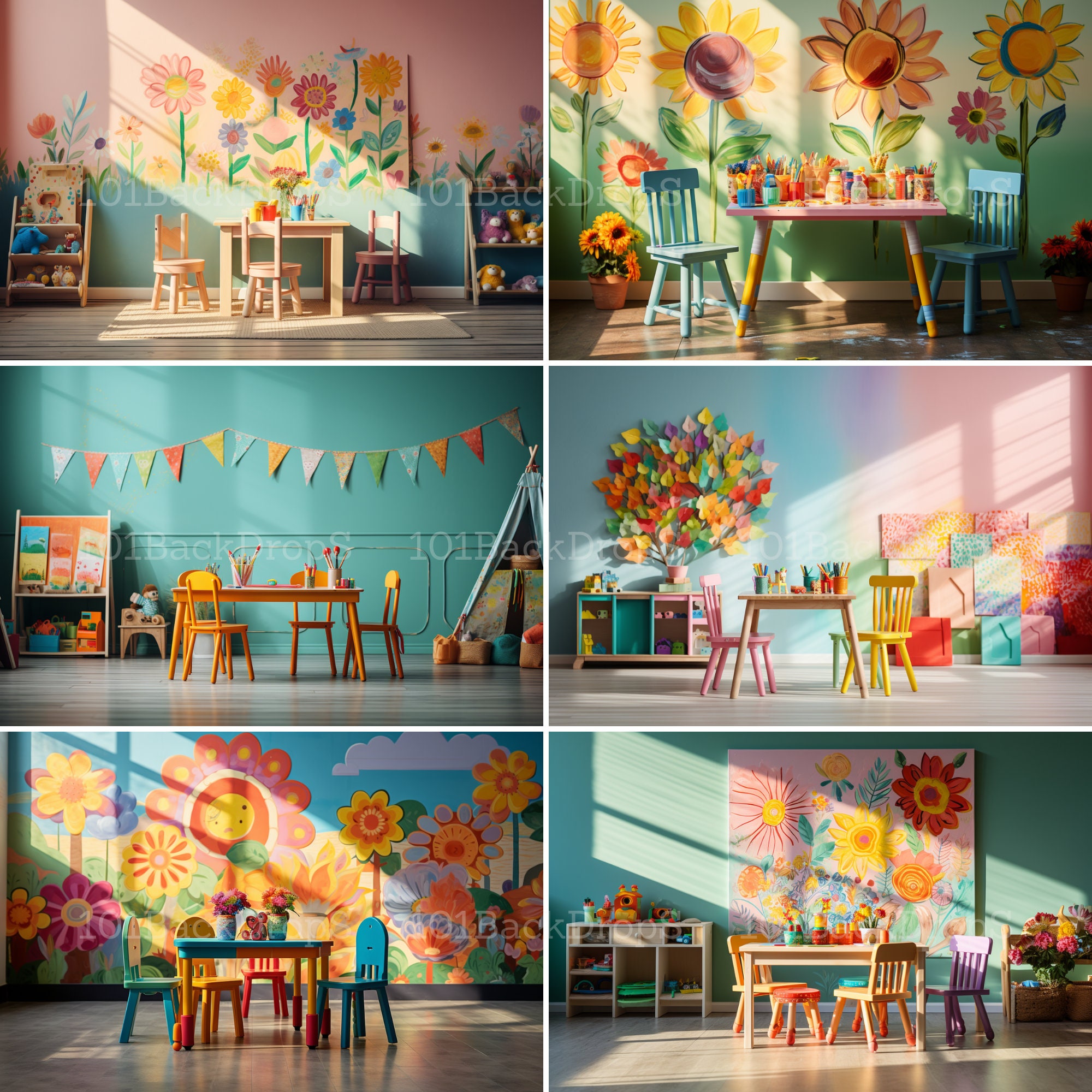 Back to School Digital Backdrops, Elementary Backgrounds for Children ...