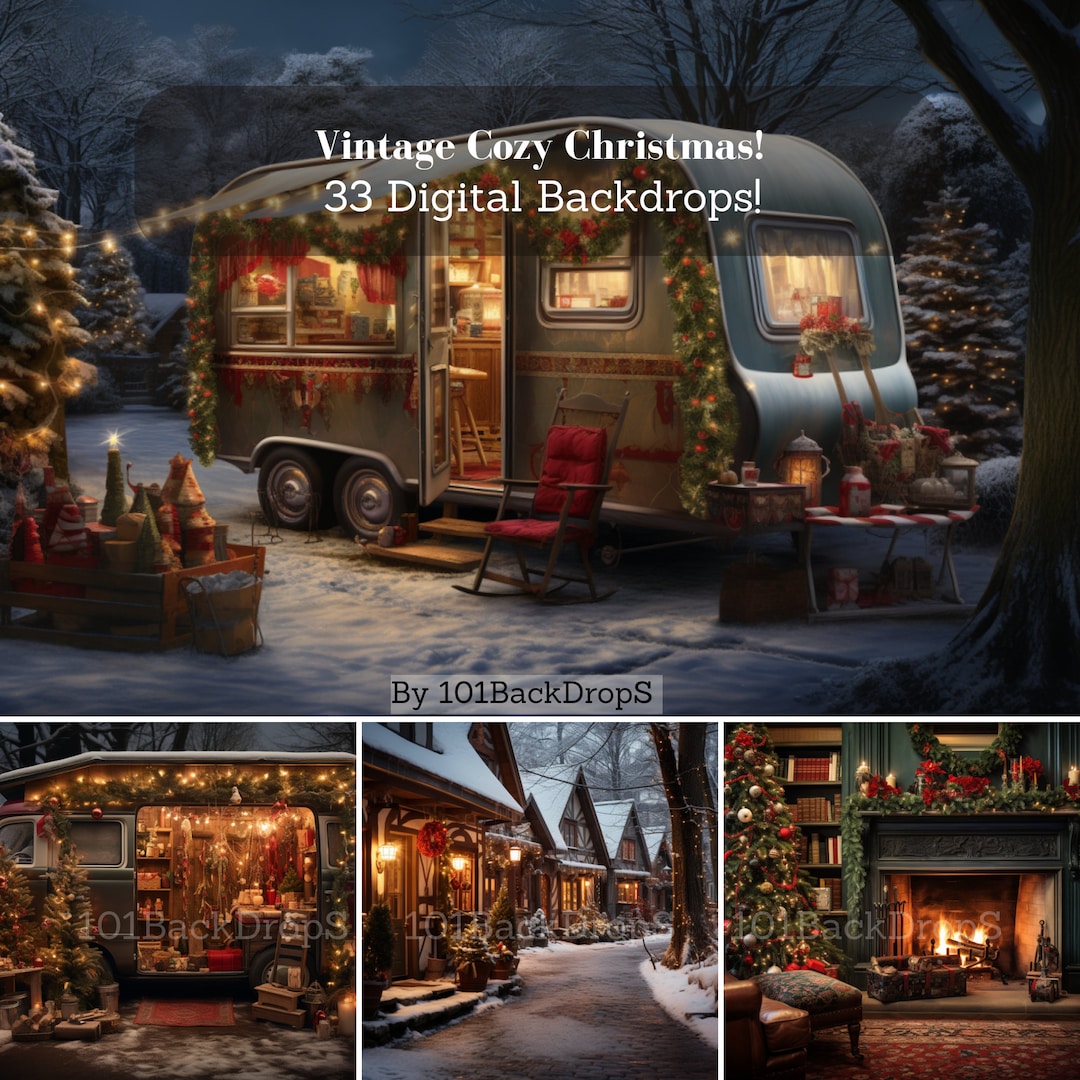 33 Christmas Digital Backdrops for Photography. Bundle. Vintage Cozy ...