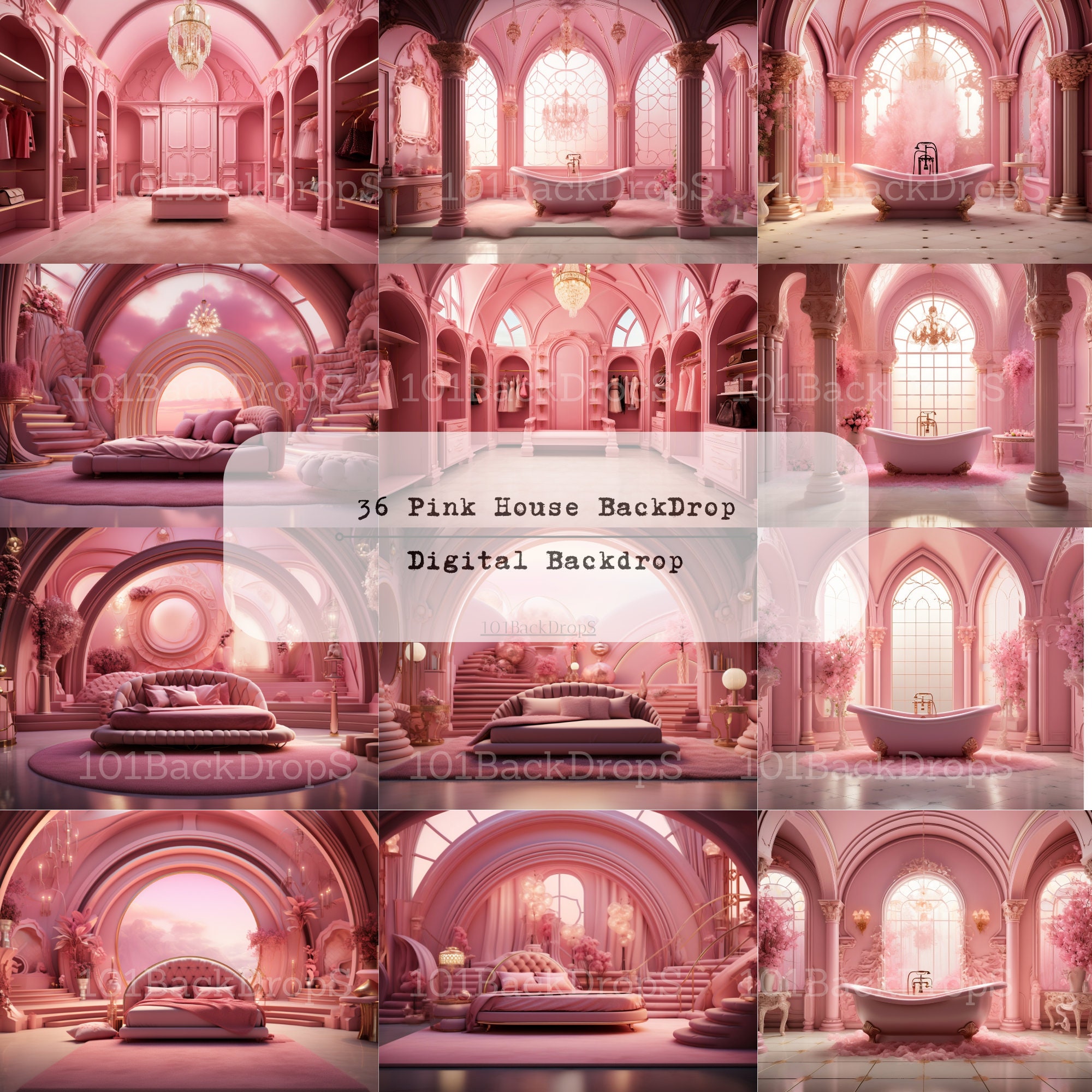 Mega Bundle of Doll Backdrops, Pink Digital Backdrops for Doll ...