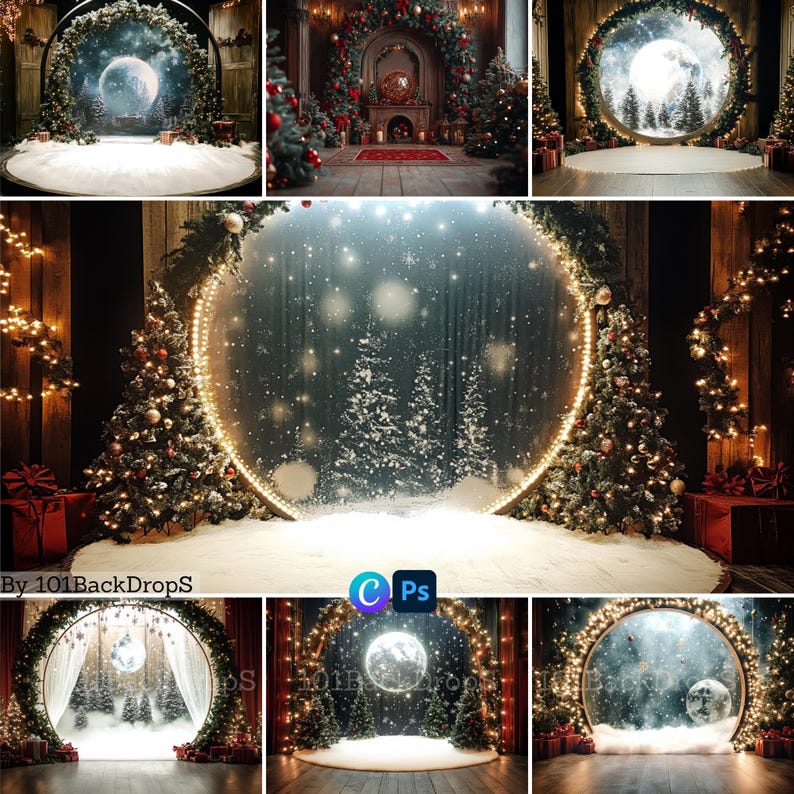 Magical Christmas Globe Backdrop Bundle Over 40 Professional High ...