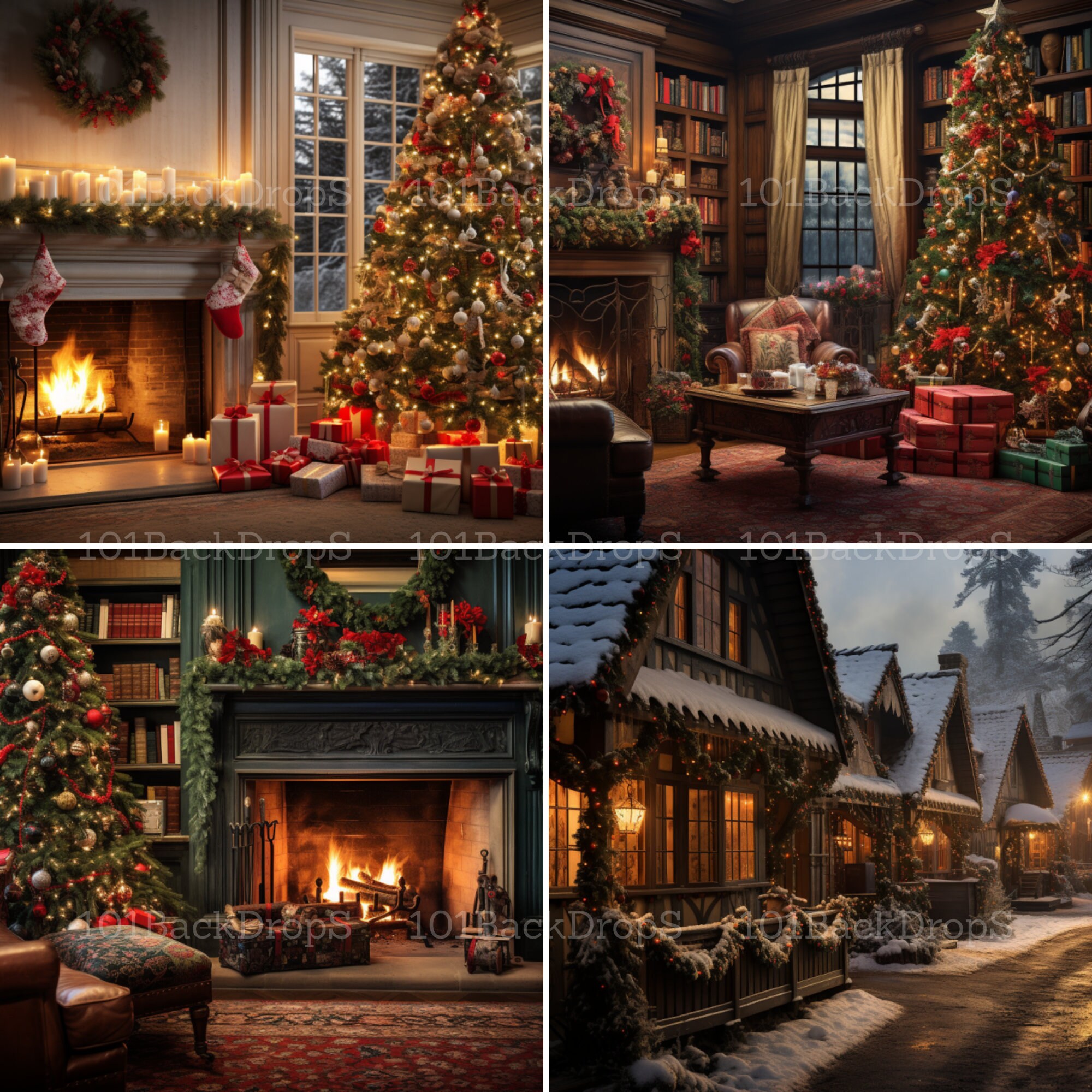 33 Christmas Digital Backdrops for Photography. Bundle. Vintage Cozy ...