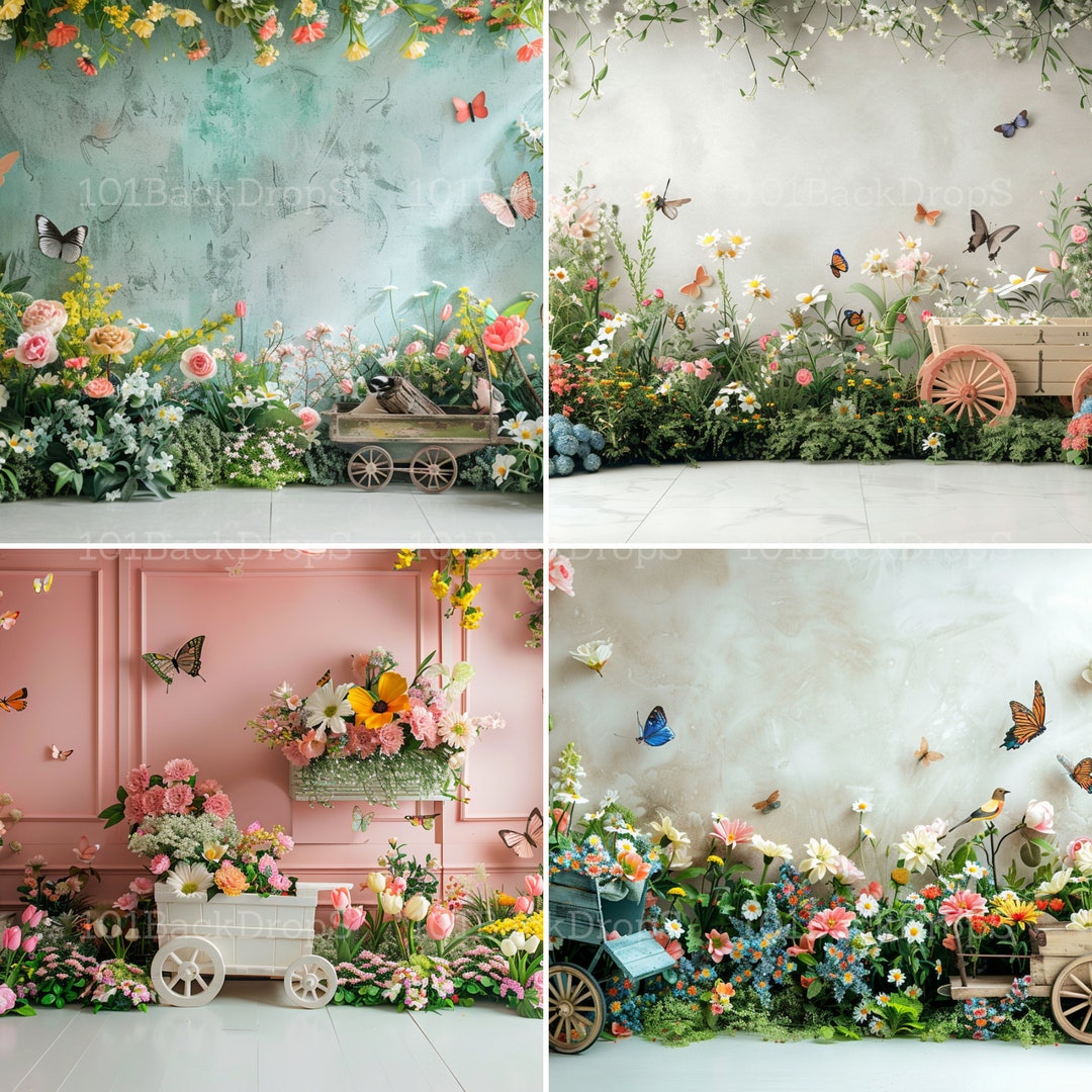 Bundle of 22 Springtime Whimsy Digital Backdrops, Easter Photo Props ...