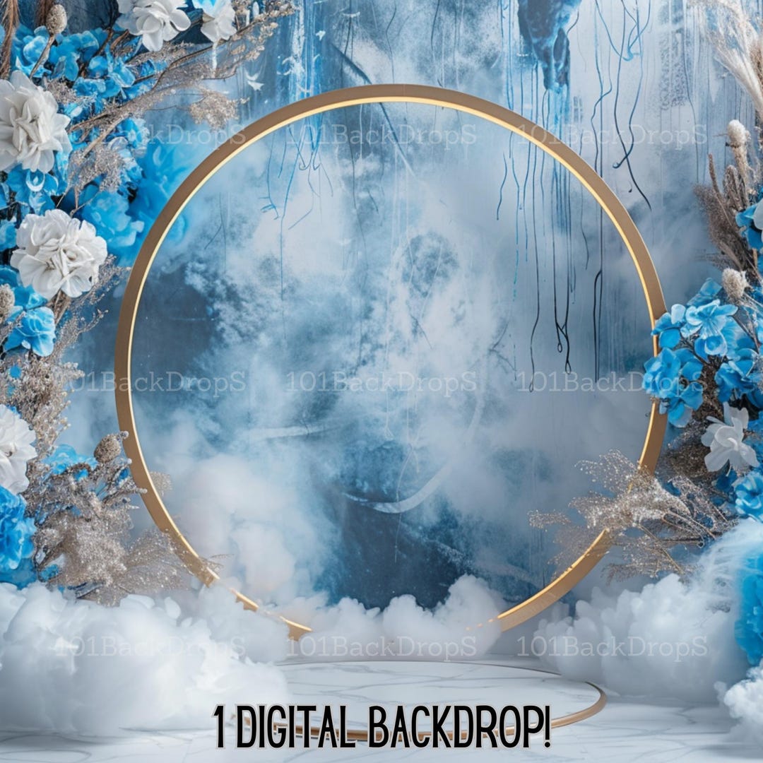 Maternity Digital Backdrop Floral Maternity Backdrop Blue Digital ...