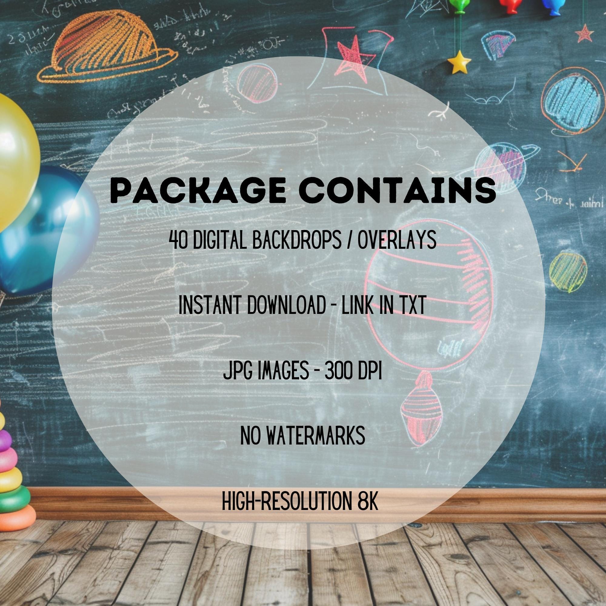 Digital Back to School Backdrops, Chalkboard Background, Classroom ...