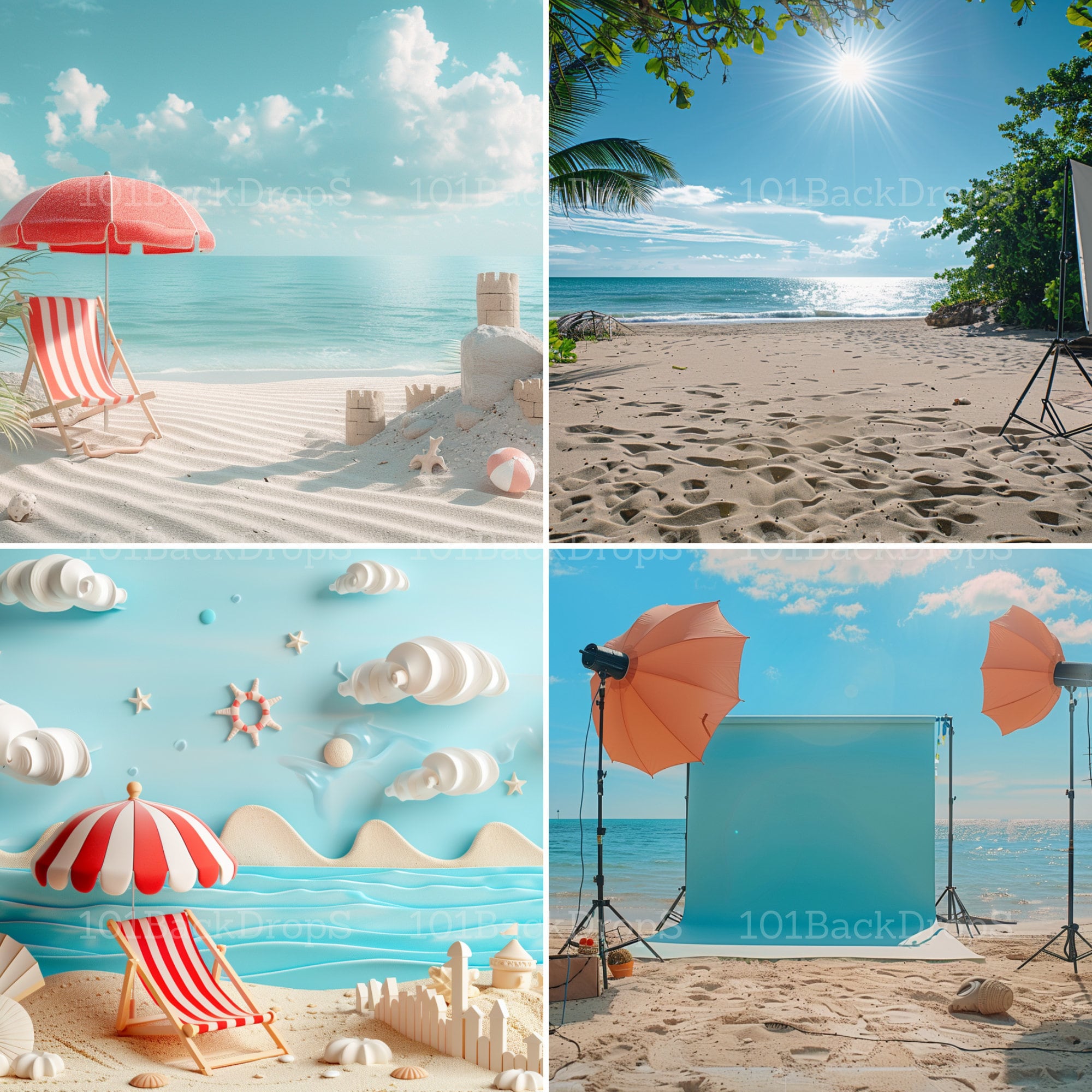 30 Beach Sit Digital Backdrops for Photography Composite Photos 8k High ...