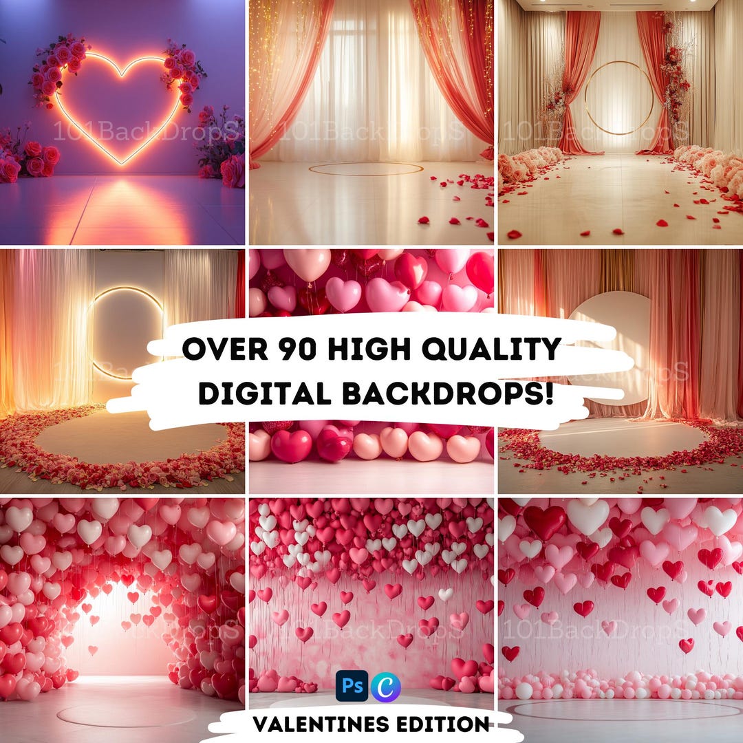 Over 90 Valentine’s Day Backdrops – Multi-theme Photography Designs, 8K ...