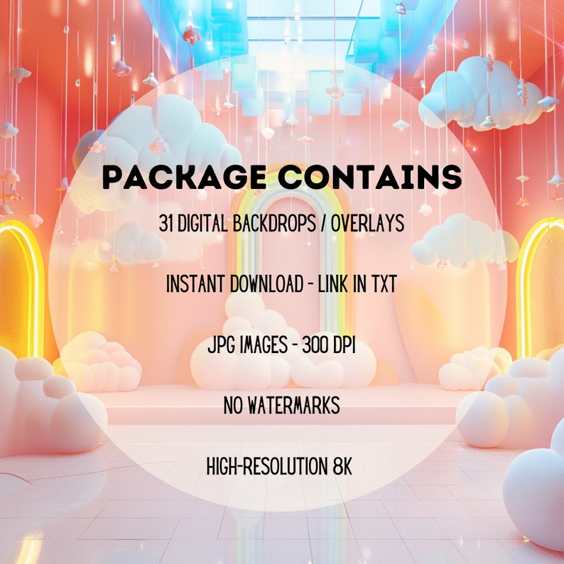 Bundle of 31 Rainbow Canvas Digital Backdrops, Child Photography Studio ...
