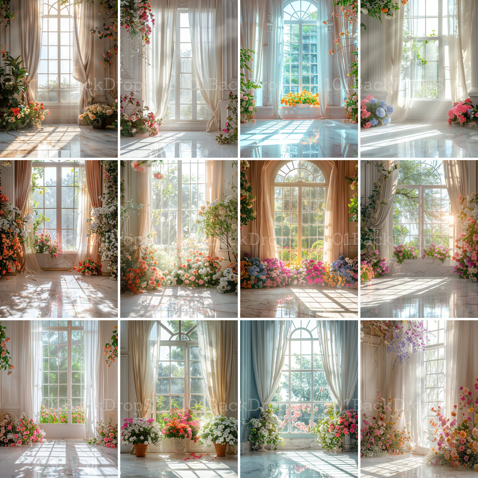 Bundle of 50+ Backlit Florals Digital Backdrops, Maternity Backdrops ...
