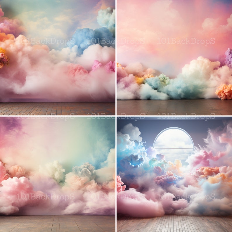 24 Fine Art Cloud Backdrop Overlays, Dreamy Cloud Digital Backdrops ...