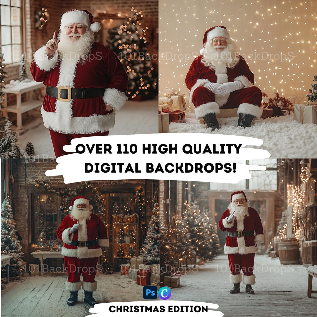 Ultimate Santa Claus Multi-backdrop Bundle - Over 110 Christmas Scenes ...