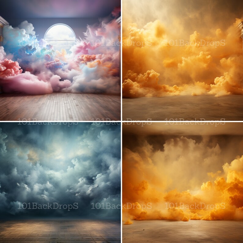 24 Fine Art Cloud Backdrop Overlays, Dreamy Cloud Digital Backdrops ...