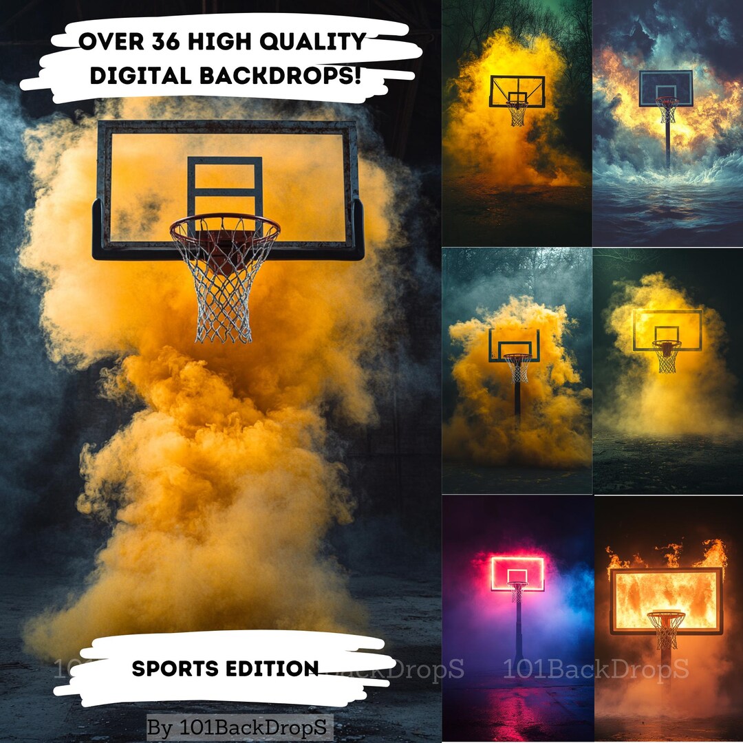 Bundle of 36 Sports Photo Background Digital Backdrop Basketball ...