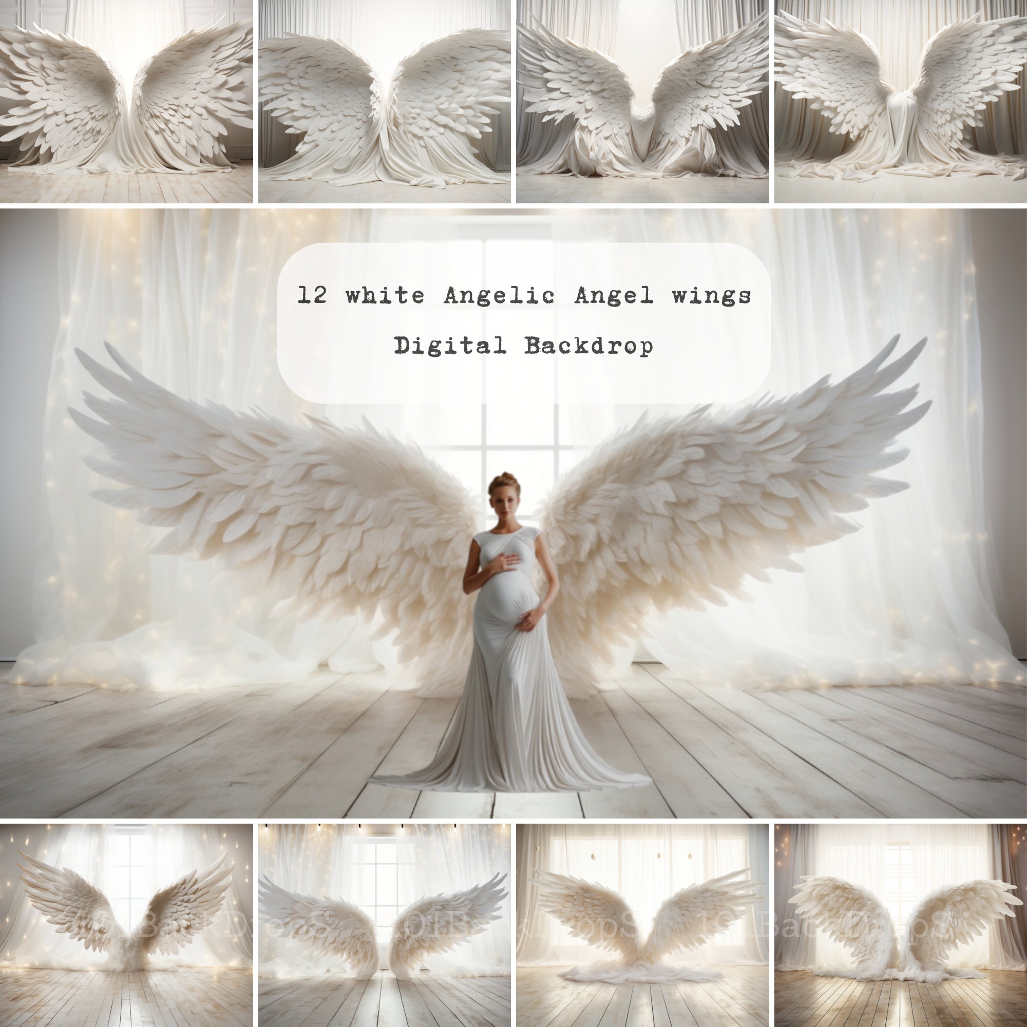 12 X Digital Backdrops Angel Wings Digital Backgrounds - Etsy