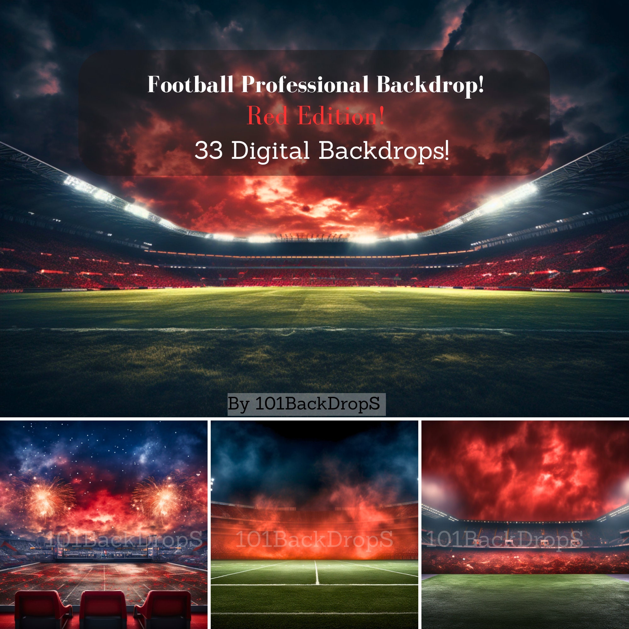Football Professional Backdrop Red Edition Photography LIGHTNING ...