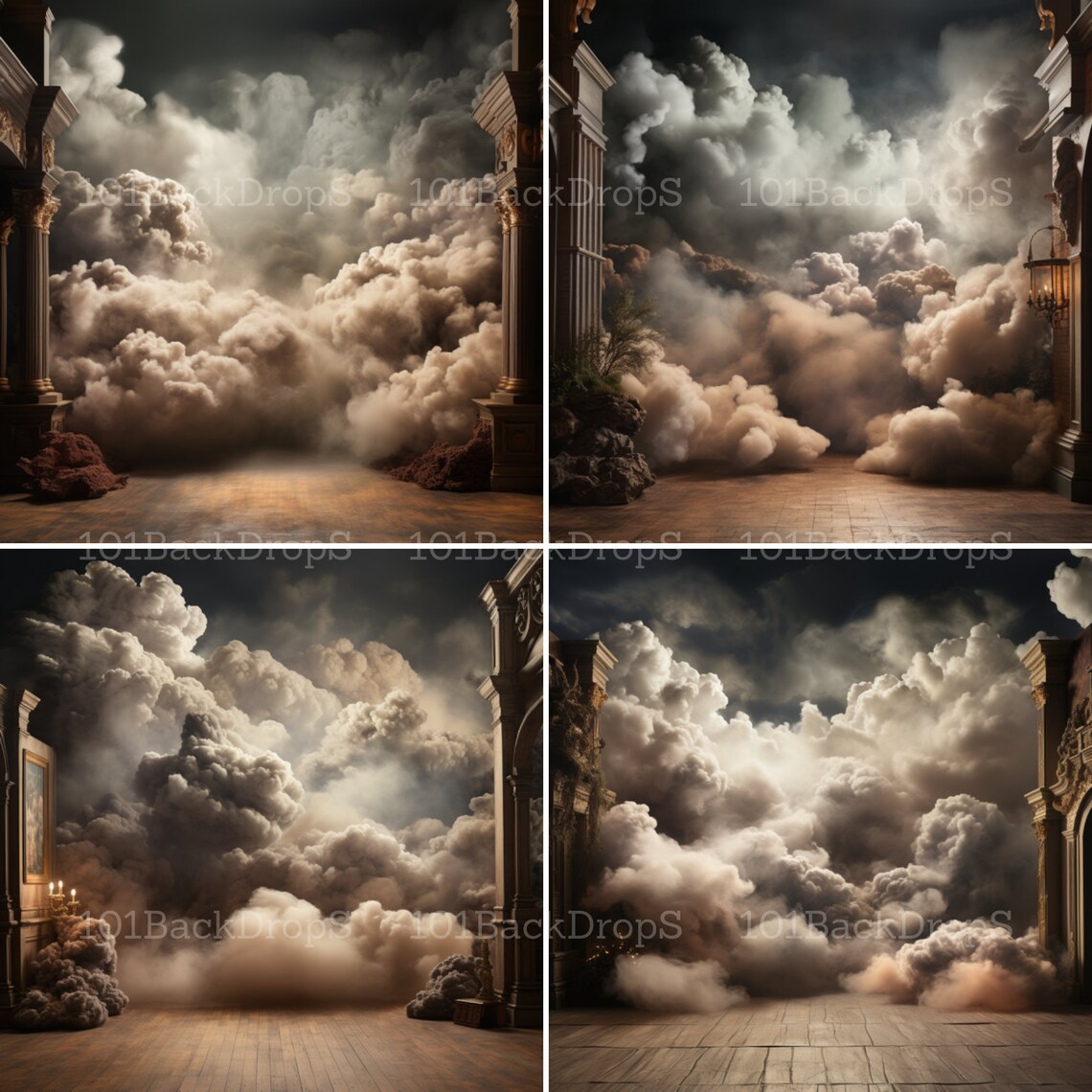 17 Fine Art Painterly Clouds Digital Backdrops, Backdrop Overlays ...