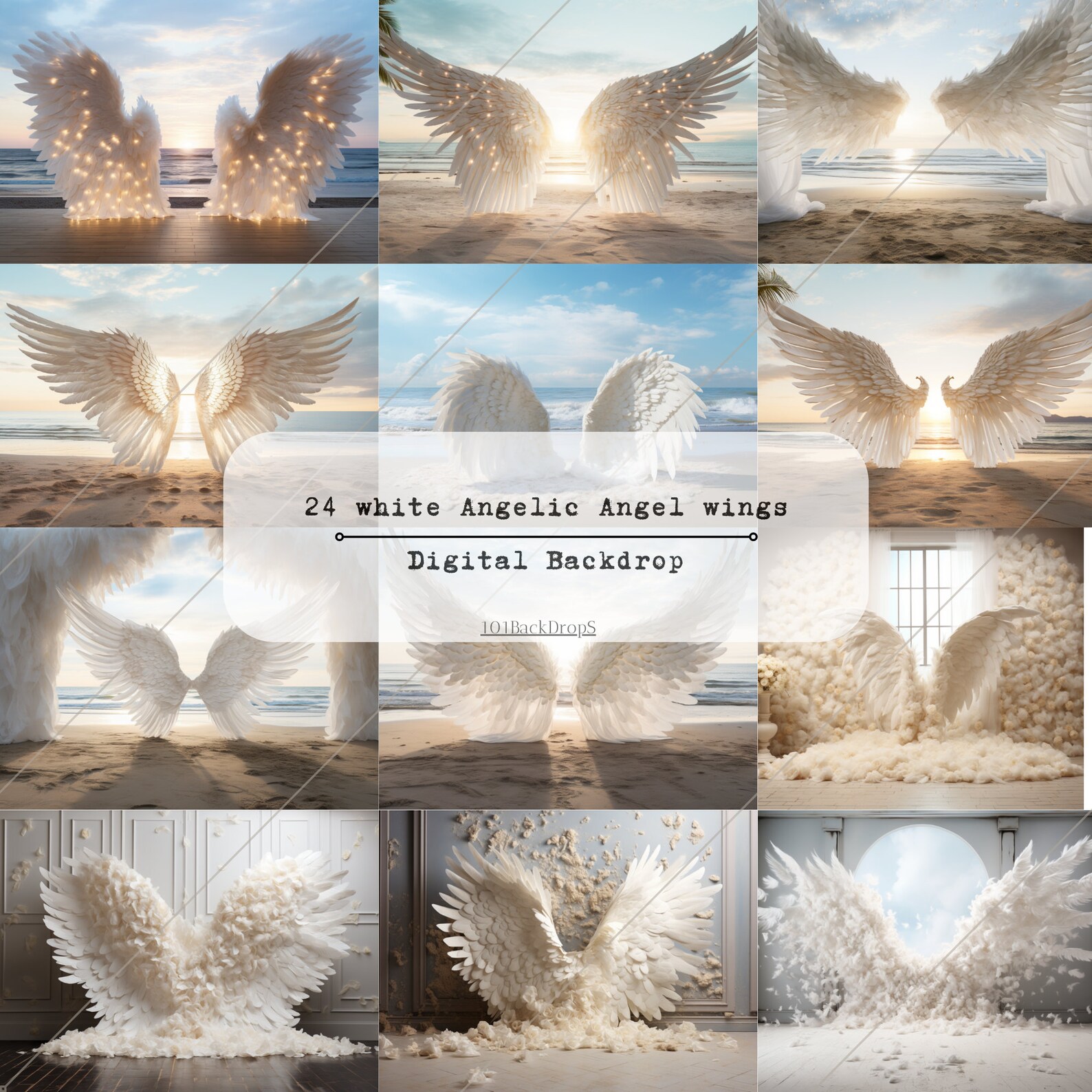 24 X Digital Backdrops, Angel Wings Digital Backgrounds, Maternity ...