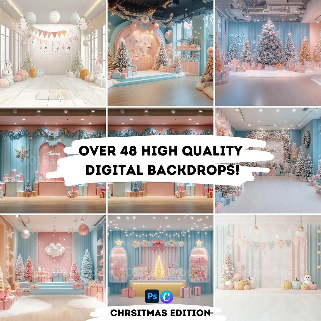 48 Pastel Christmas Backdrops – High-resolution 8K, Perfect for Holiday ...